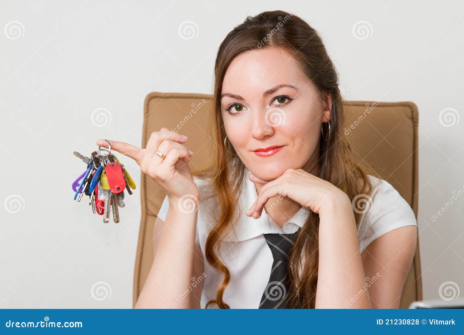 Beautiful Girl with the Keys in the Office Stock Photo - Image of ...