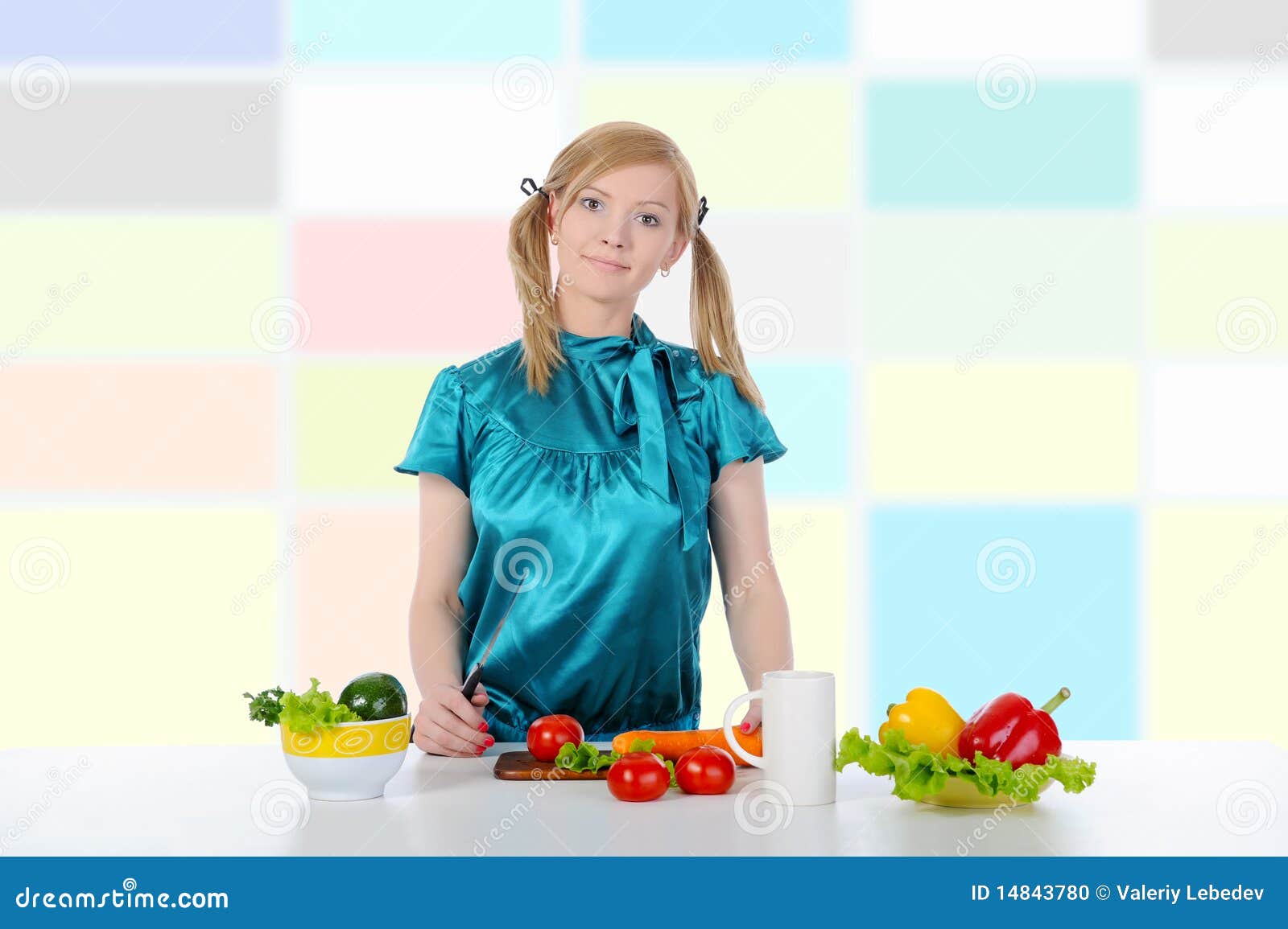 Beautiful Girl in the Kitchen Stock Photo - Image of cheerful, kitchen ...
