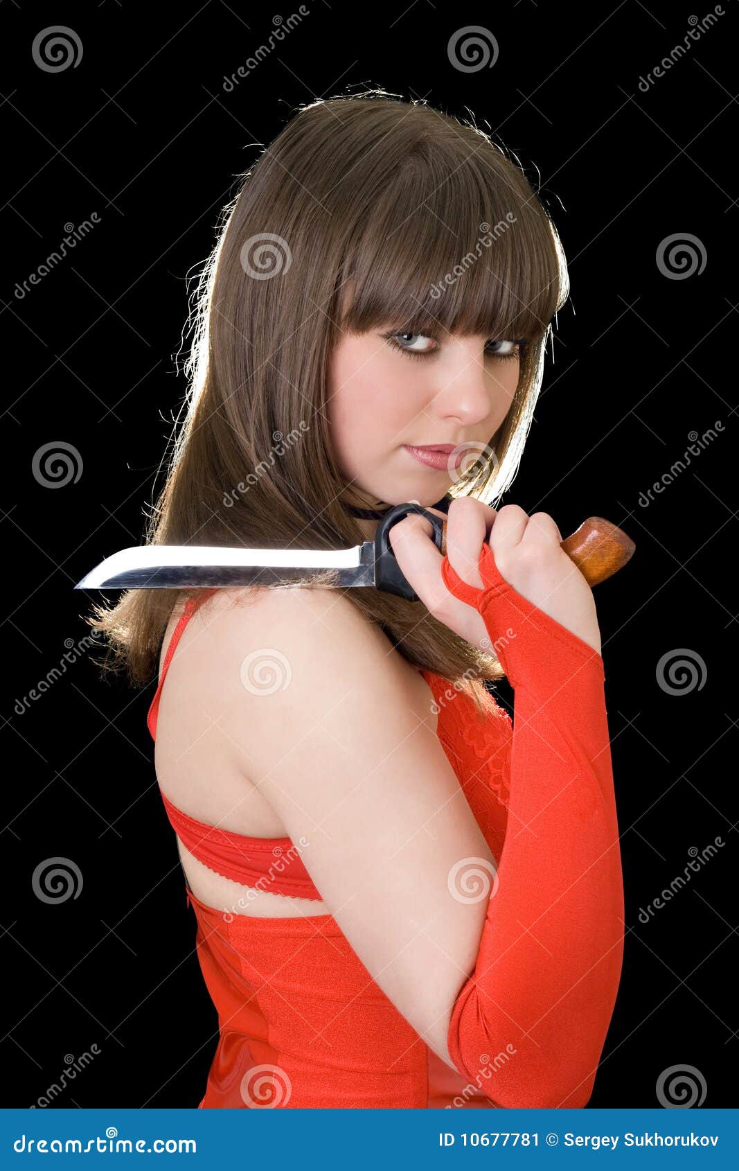 Beautiful Girl with a Knife Stock Image - Image of black, glamour: 10677781