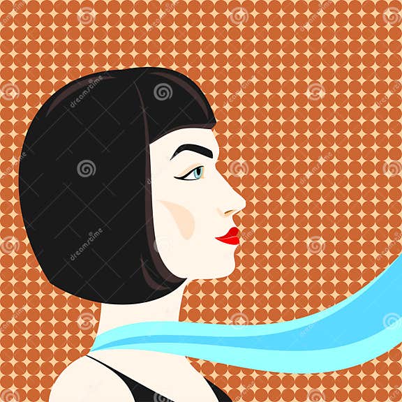 A Beautiful Girl Lady Retro Woman Portrait In Profile Of A Woman With