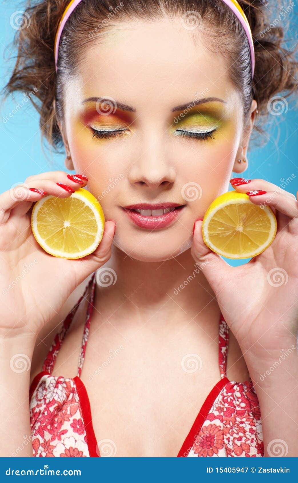 Beautiful girl with lemon stock image. Image of lemon - 15405947