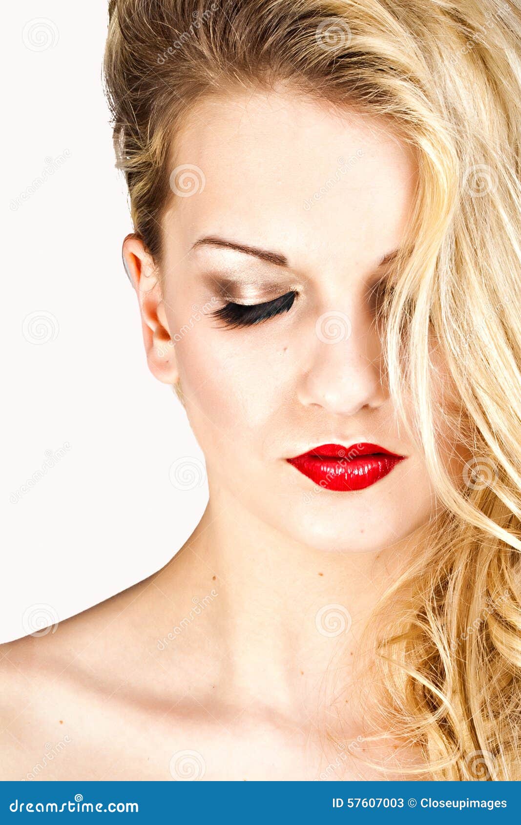 Beautiful Girl With Long Curly Blond Hair Stock Image Image Of