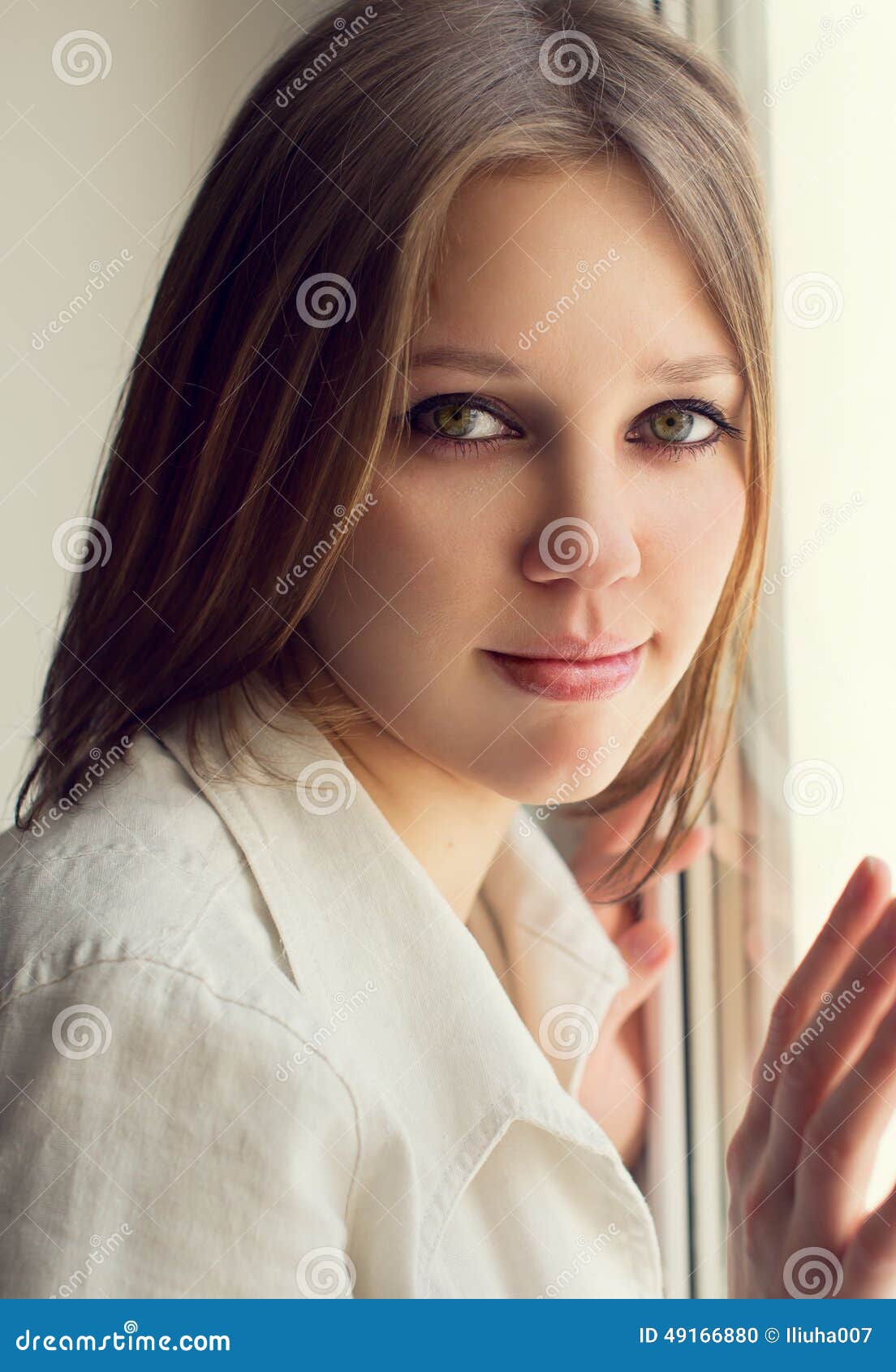 Beautiful Girl Looking Out of the Window Stock Photo - Image of ...