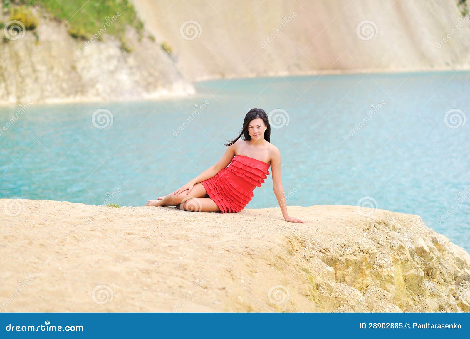 Beautiful Girl Lying on a Beach Stock Image - Image of blue, people ...
