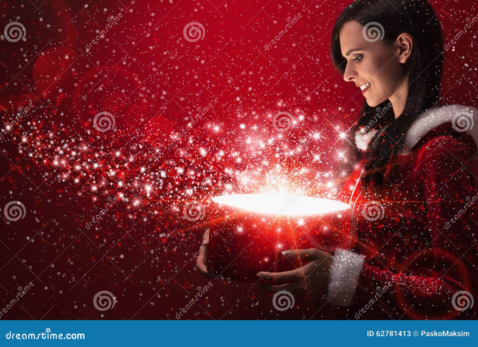 Beautiful Girl with Magic Box Stock Image - Image of gift, pretty: 62781413