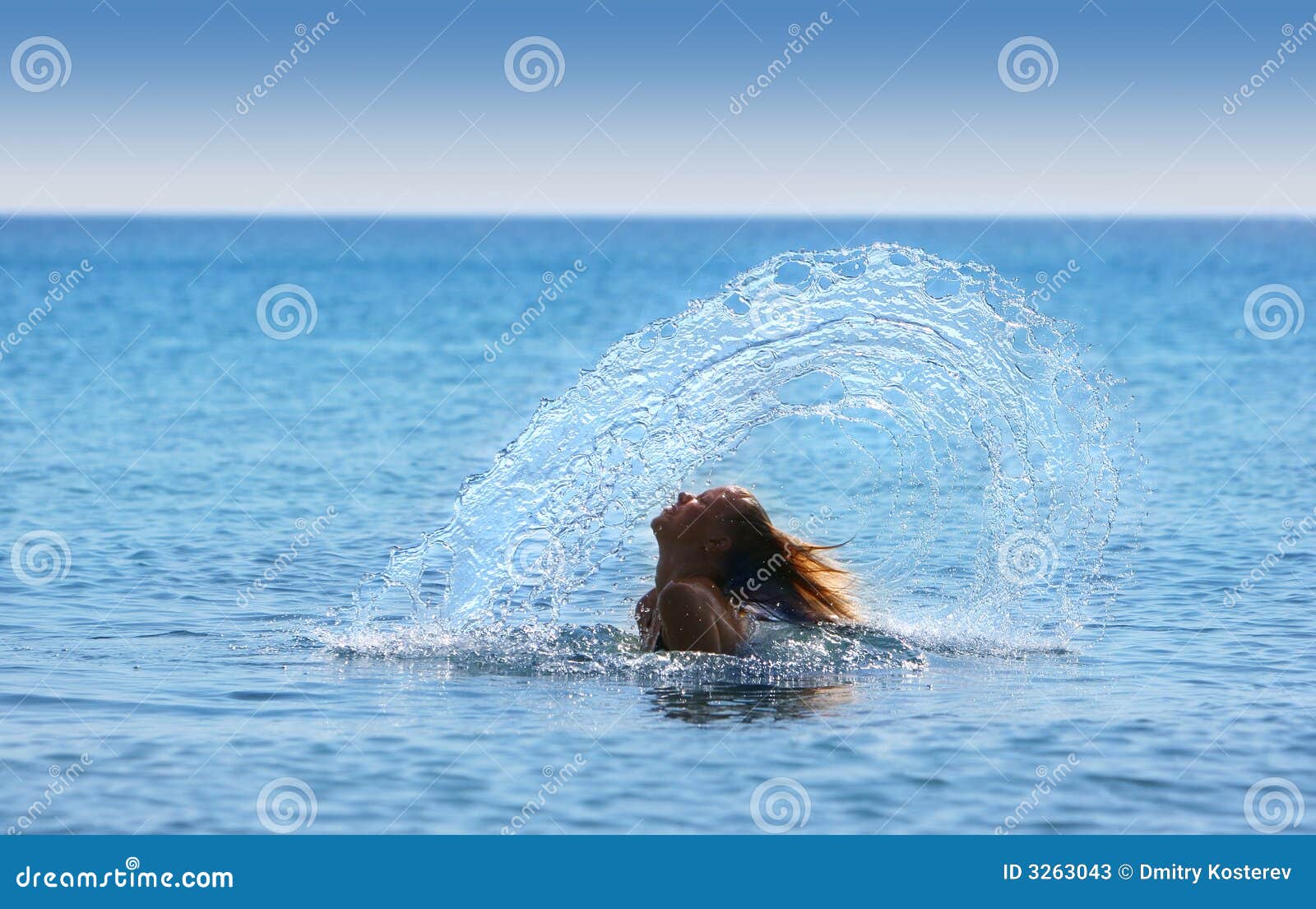 Beautiful Girl Make Splashes Stock Image - Image of leisure, blue: 3263043
