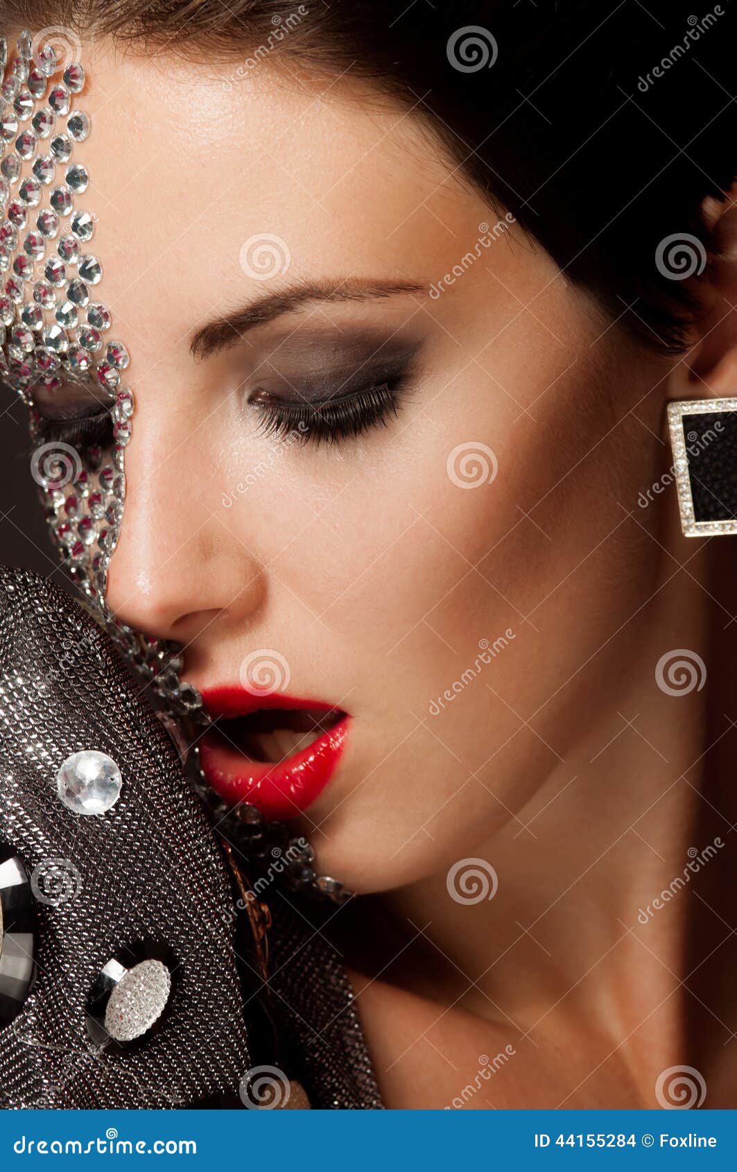 Beautiful Girl with Makeup with Crystals Stock Photo - Image of luxury ...