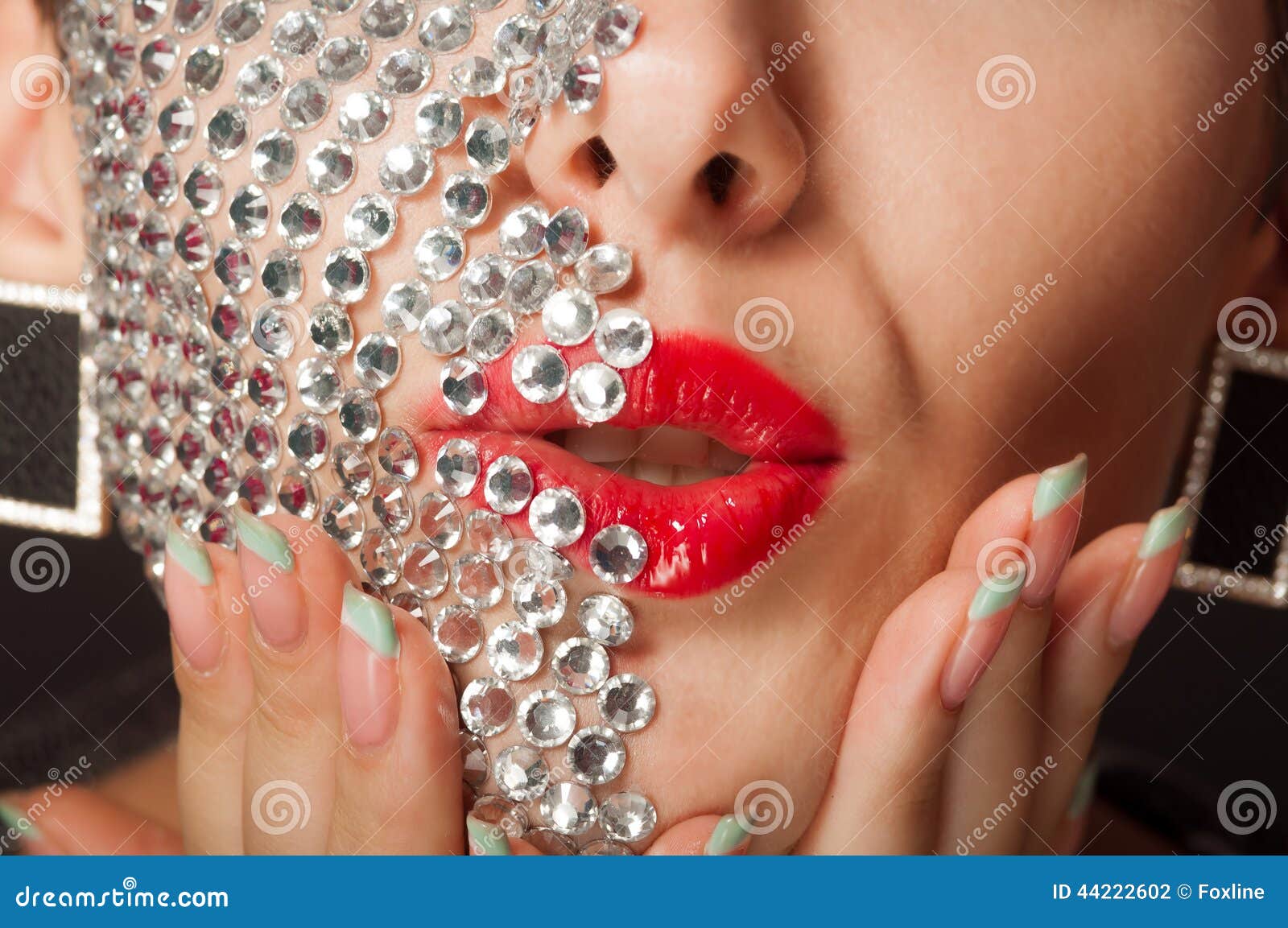 Beautiful Girl with Makeup with Crystals Stock Photo - Image of fashion ...
