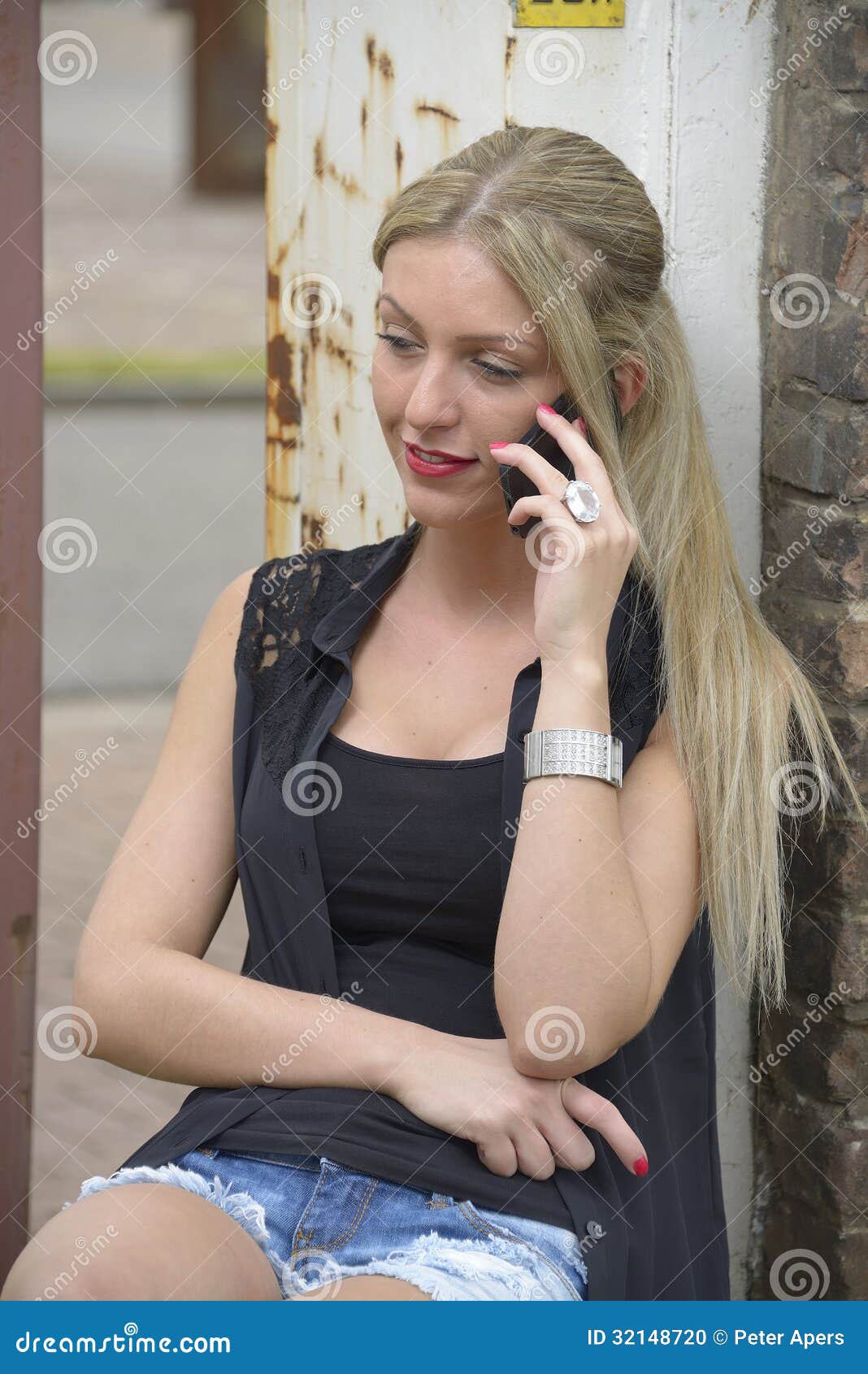 Beautiful Girl Making Phone Call Stock Photo - Image of front, model ...