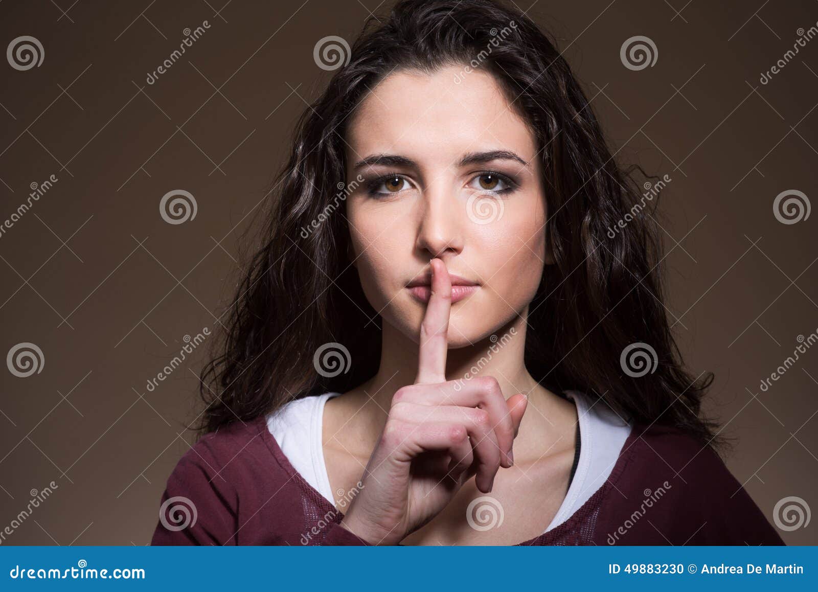 Beautiful Girl Making Silence Gesture Stock Photo - Image of adolescent ...