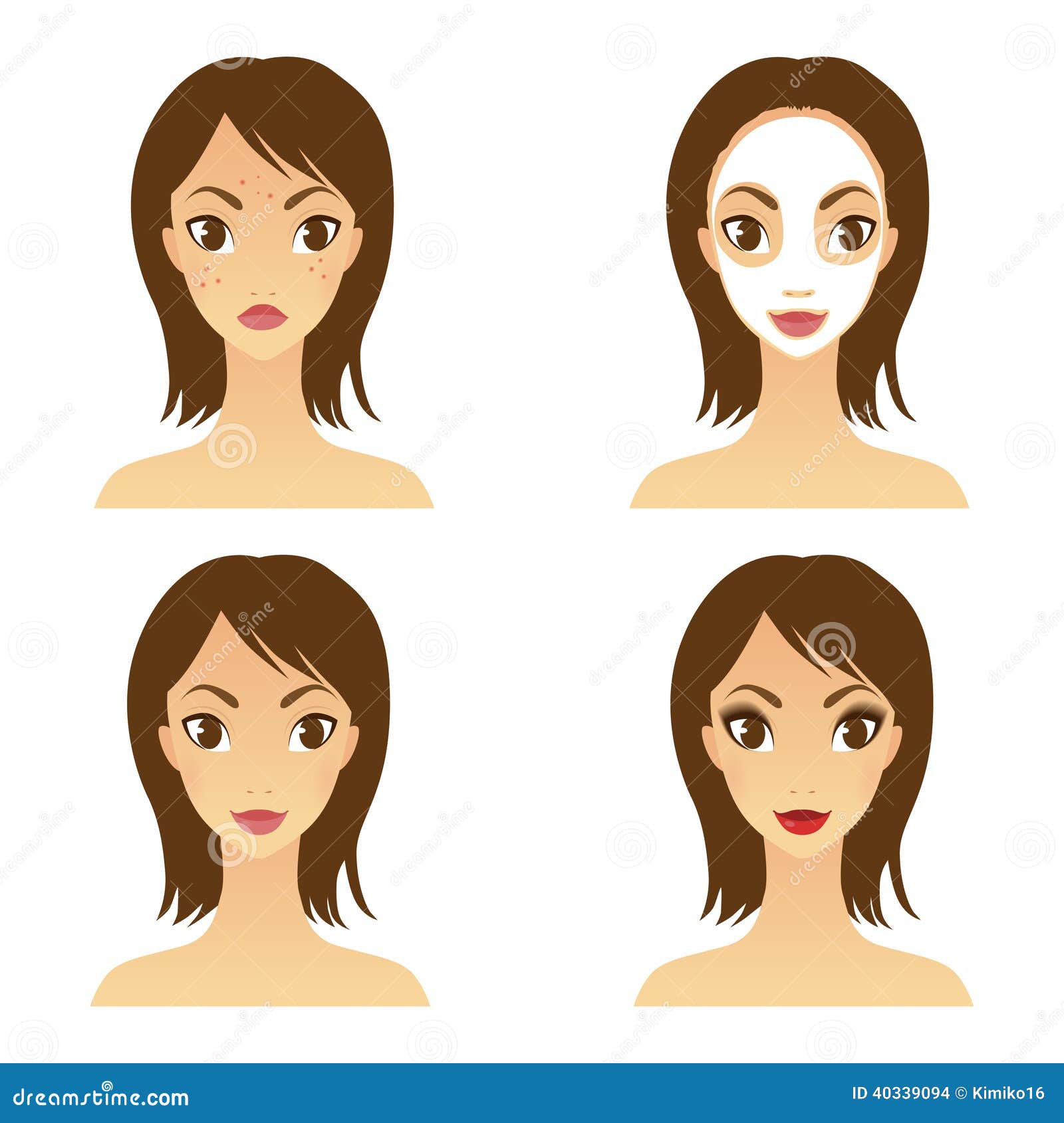 Beautiful Girl Mask with Rush and Makeup Stock Vector - Illustration of ...