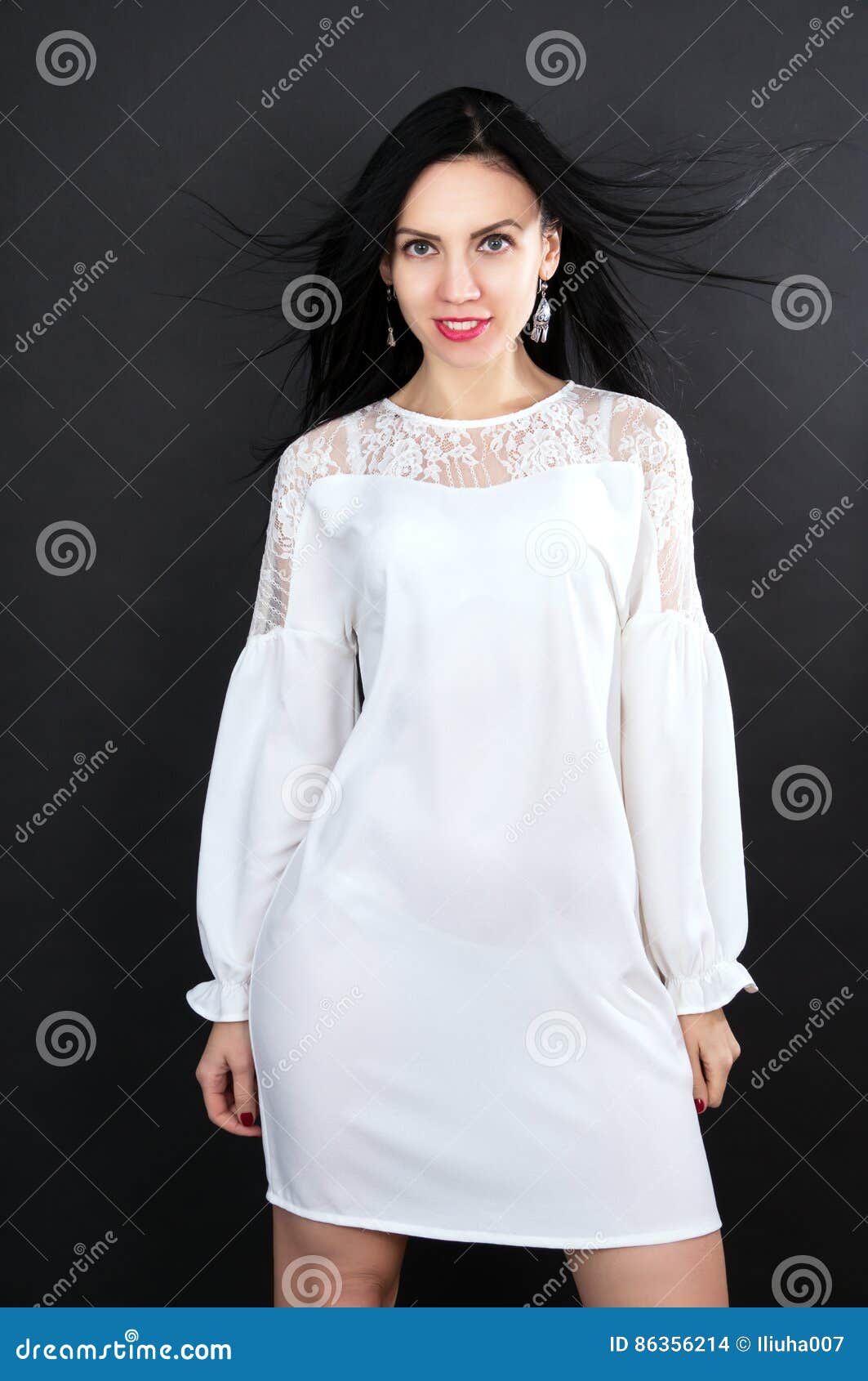 Beautiful Girl in a Mini Dress Posing Stock Photo - Image of glamour ...