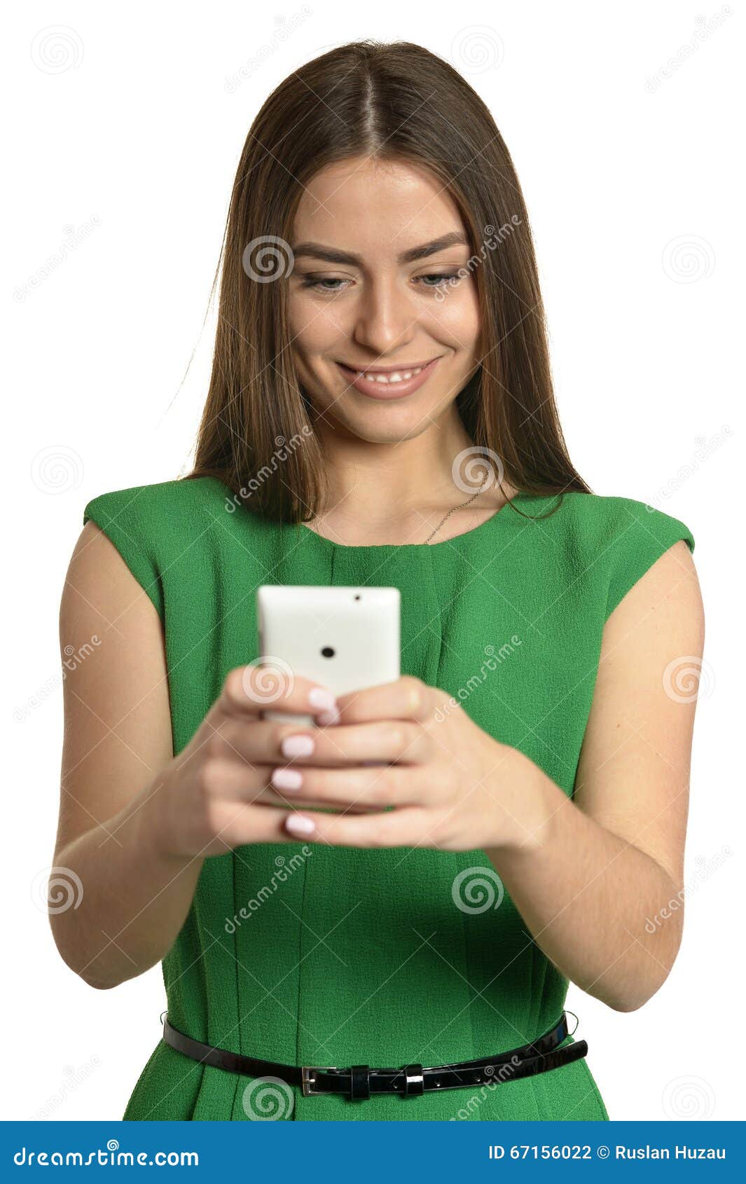 Beautiful Girl with Mobile Phone Stock Photo - Image of dress, female ...