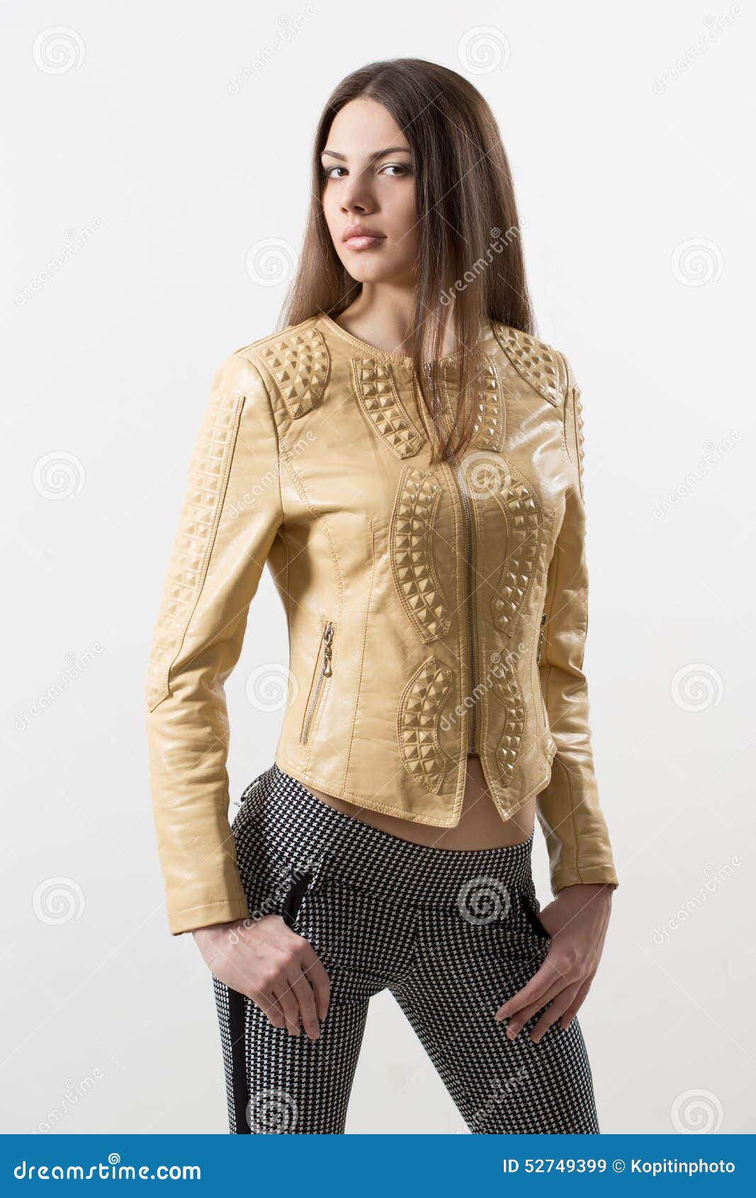 Beautiful Girl Model in Beige Jacket Stock Image - Image of fashion ...