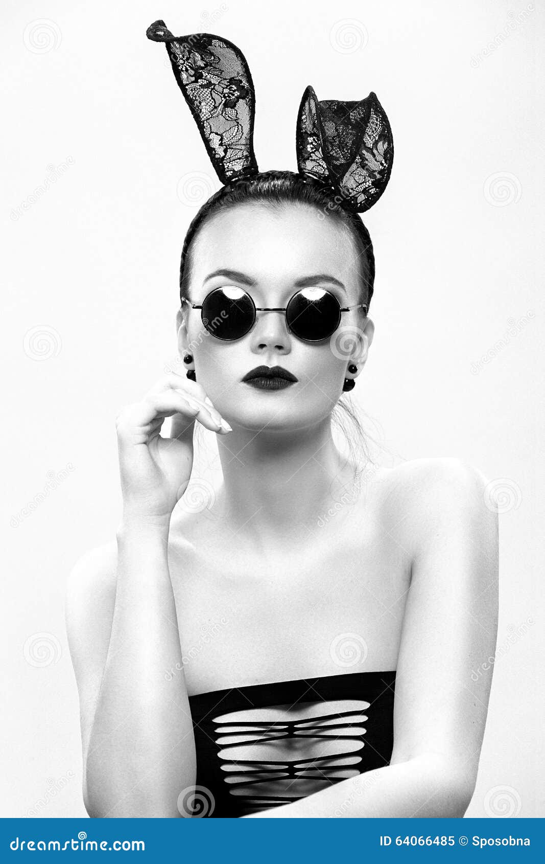The Beautiful Girl Model in an Image of a Rabbit Stock Image - Image of ...