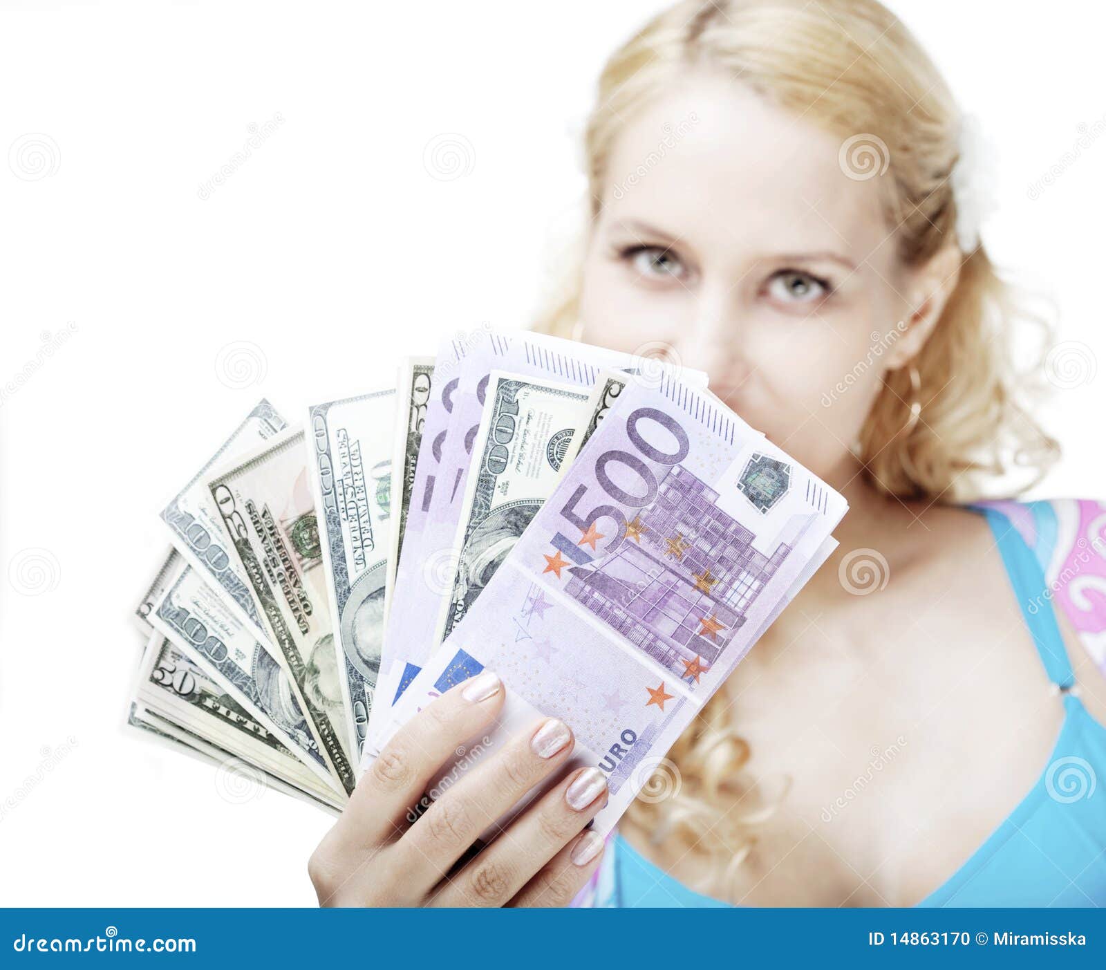 Beautiful girl with money stock photo. Image of financial - 14863170