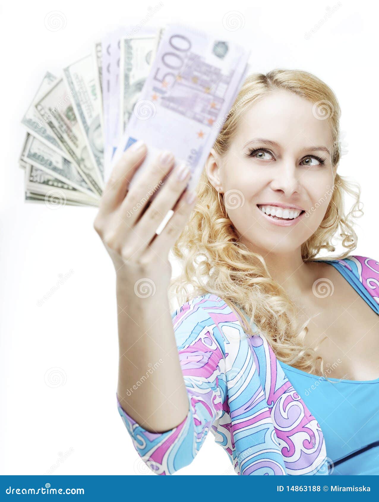 Beautiful girl with money stock photo. Image of face - 14863188
