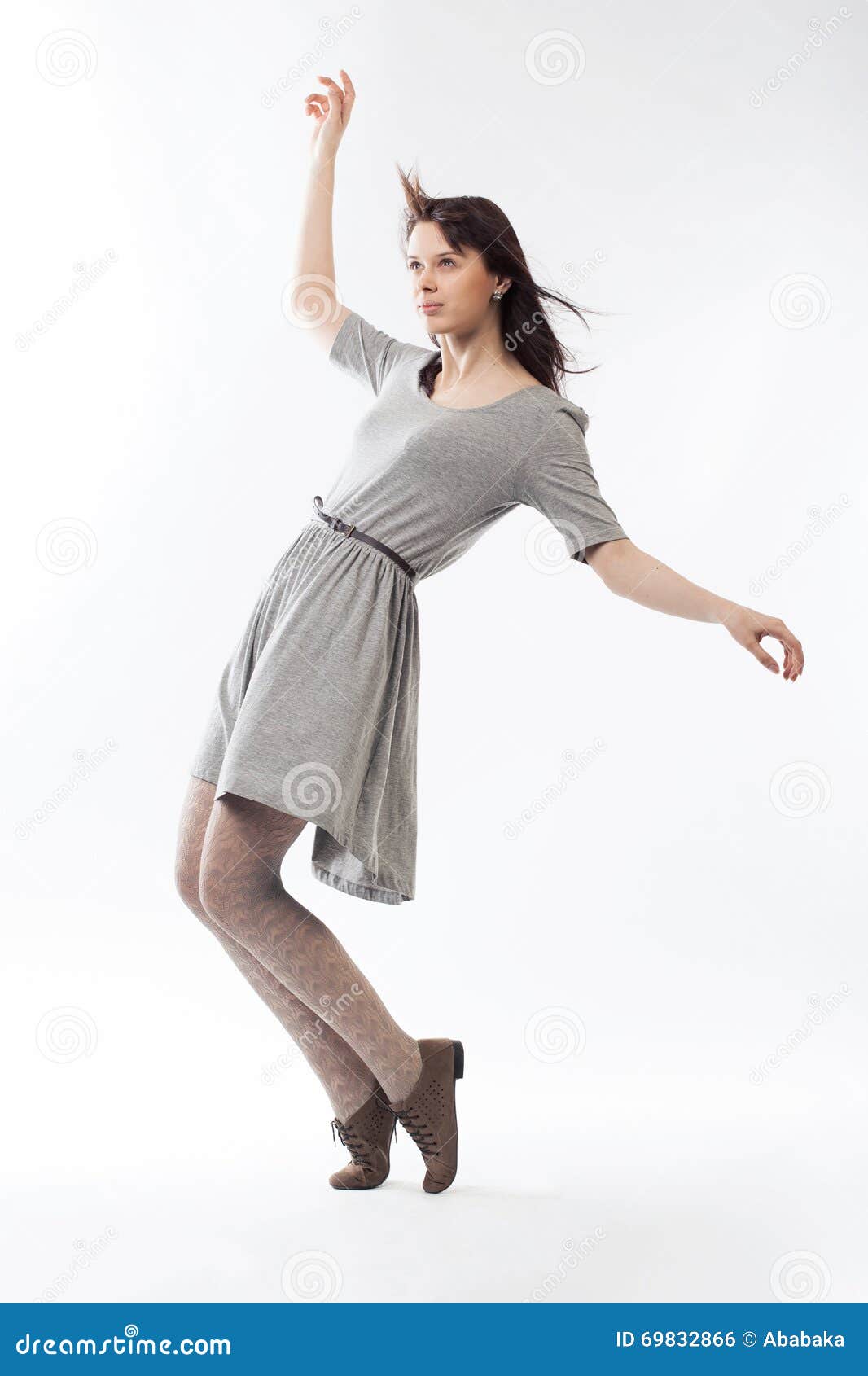 Beautiful Girl in Motion on White Backround Stock Photo - Image of jump ...