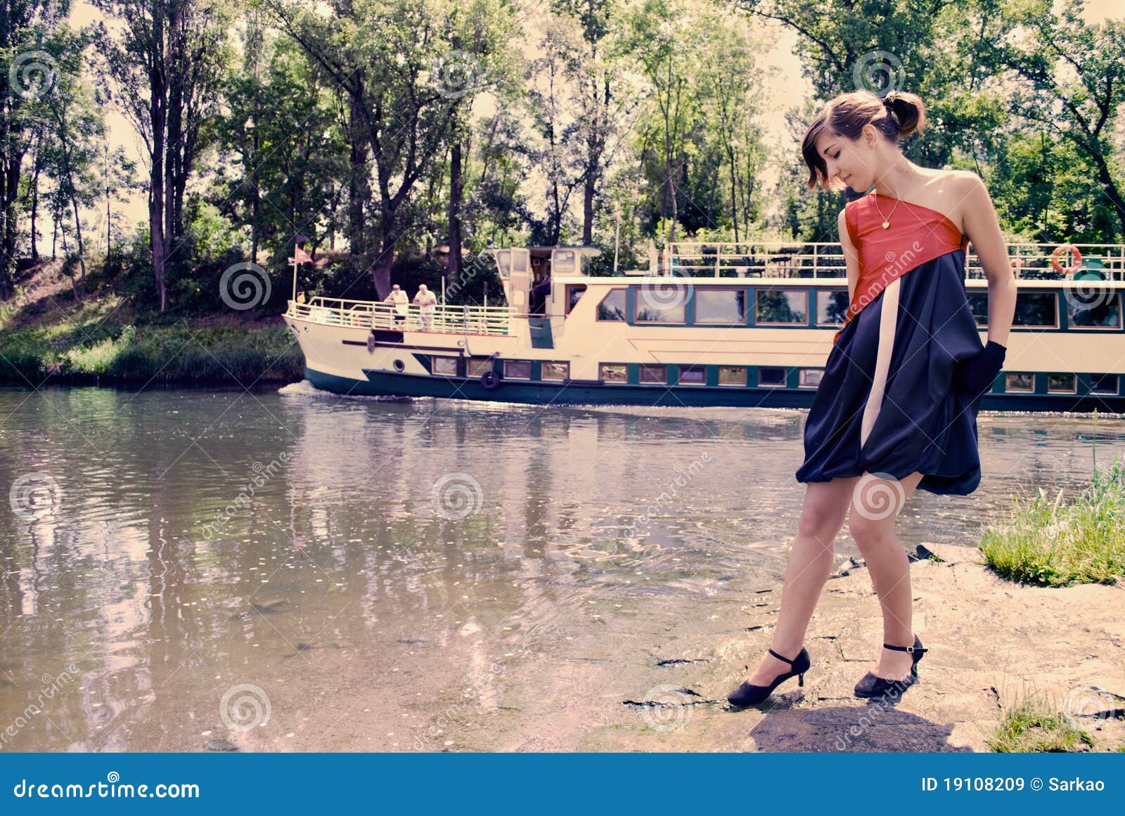 Beautiful Girl Near the River Stock Image - Image of style, young: 19108209
