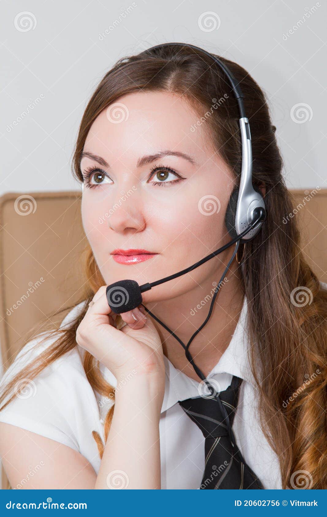 Beautiful Girl - the Operator in Headphones Stock Photo - Image of ...