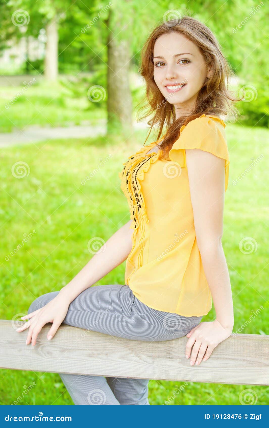 Beautiful girl in the park stock photo. Image of green - 19128476