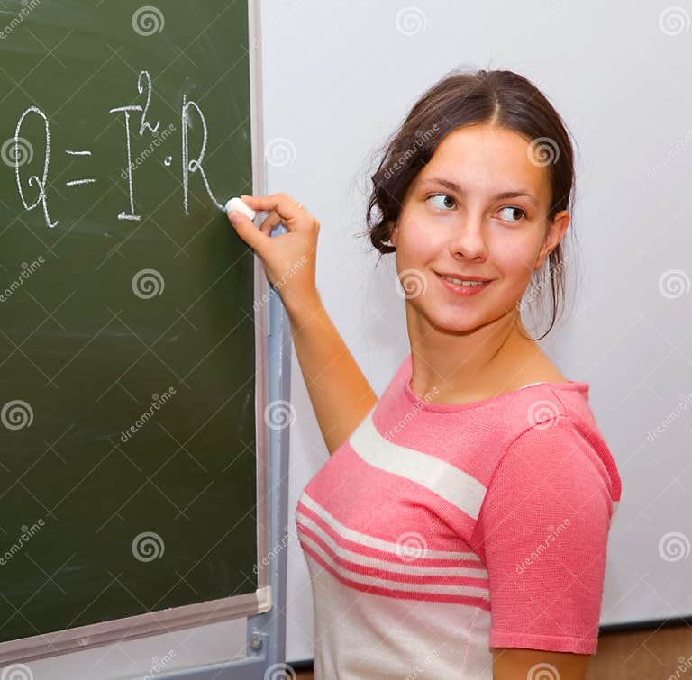 Beautiful Girl in a Physics Class Stock Photo - Image of female ...