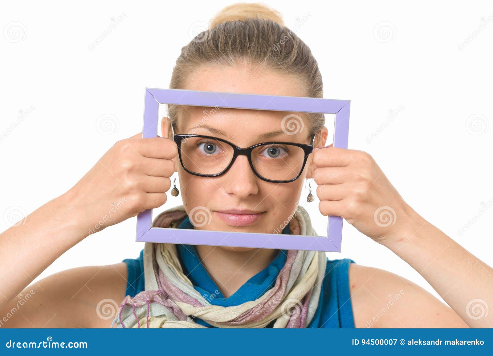 Beautiful Girl in a Picture Frame on a White Background. Stock Image ...