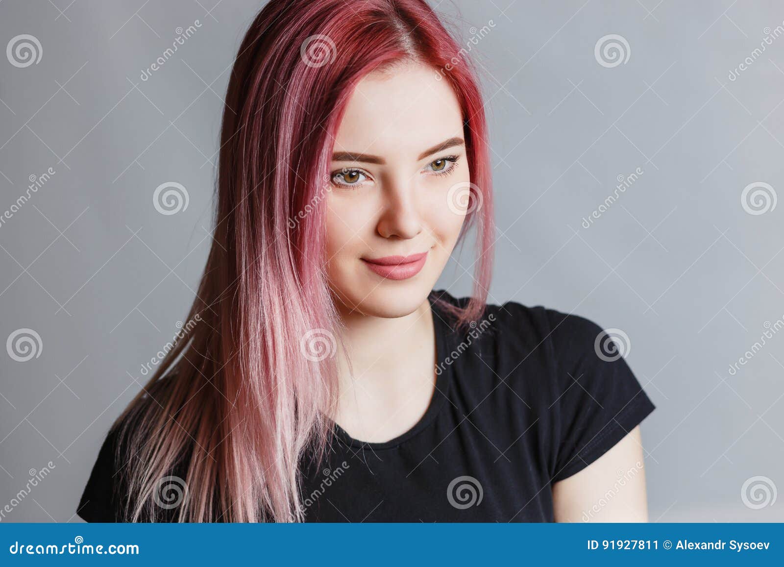 Beautiful Girl With Pink Hair Stock Image Image Of Femininity