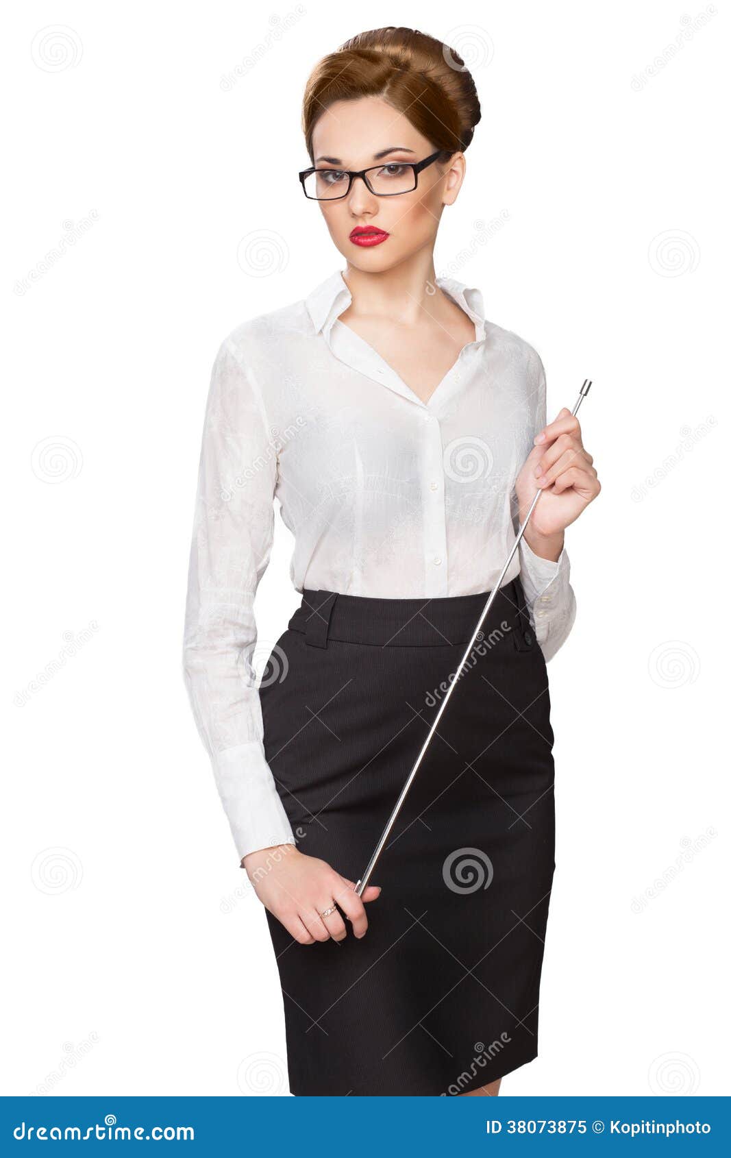 Beautiful Girl with a Pointer in Points Stock Image - Image of portrait ...