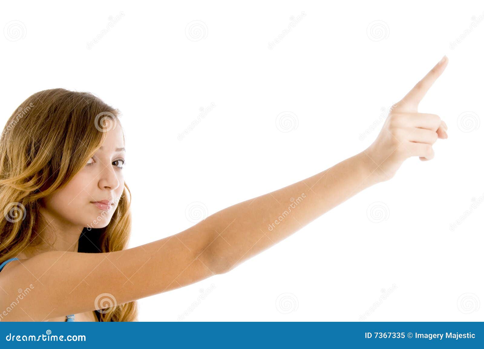 Beautiful girl pointing stock image. Image of blank, posing - 7367335