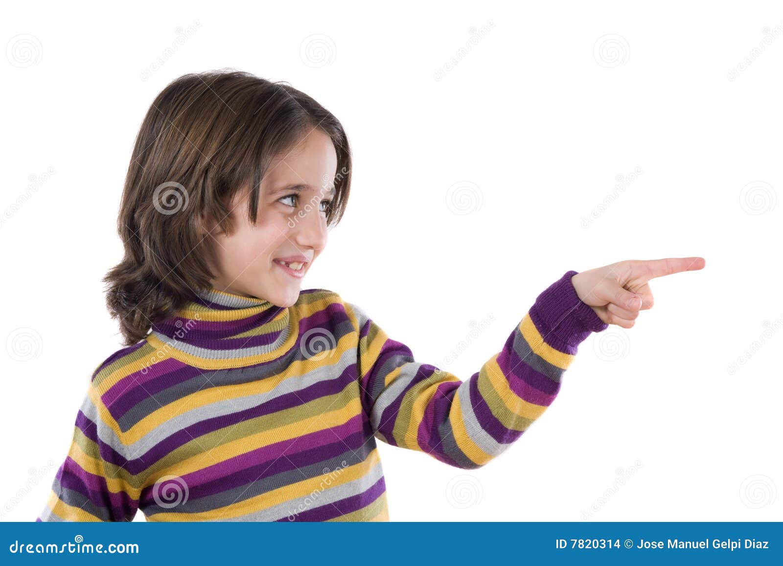 Beautiful Girl Pointing with Her Finger Stock Photo - Image of face ...