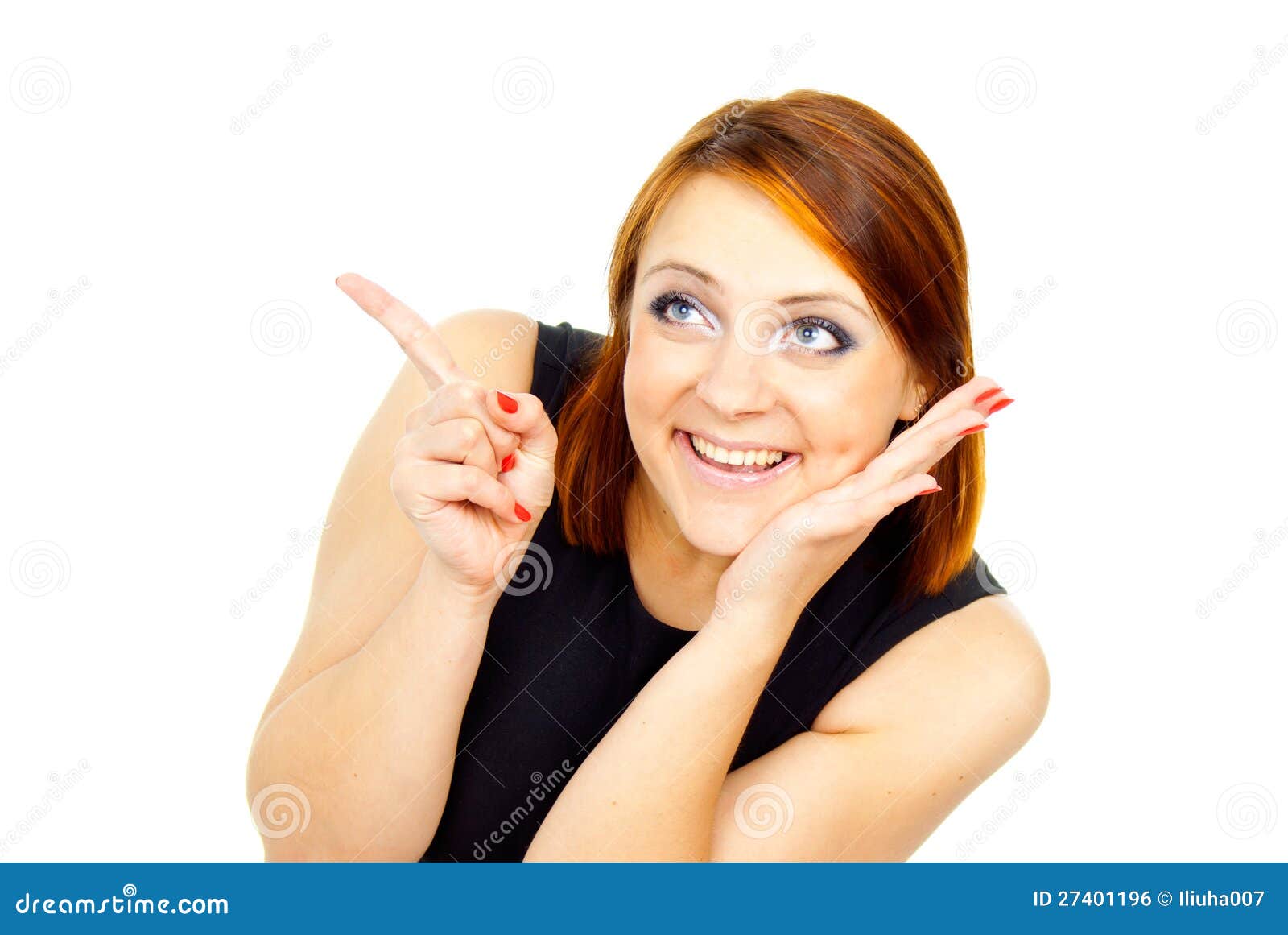 Beautiful Girl Points a Finger Stock Photo - Image of hand, elegance ...