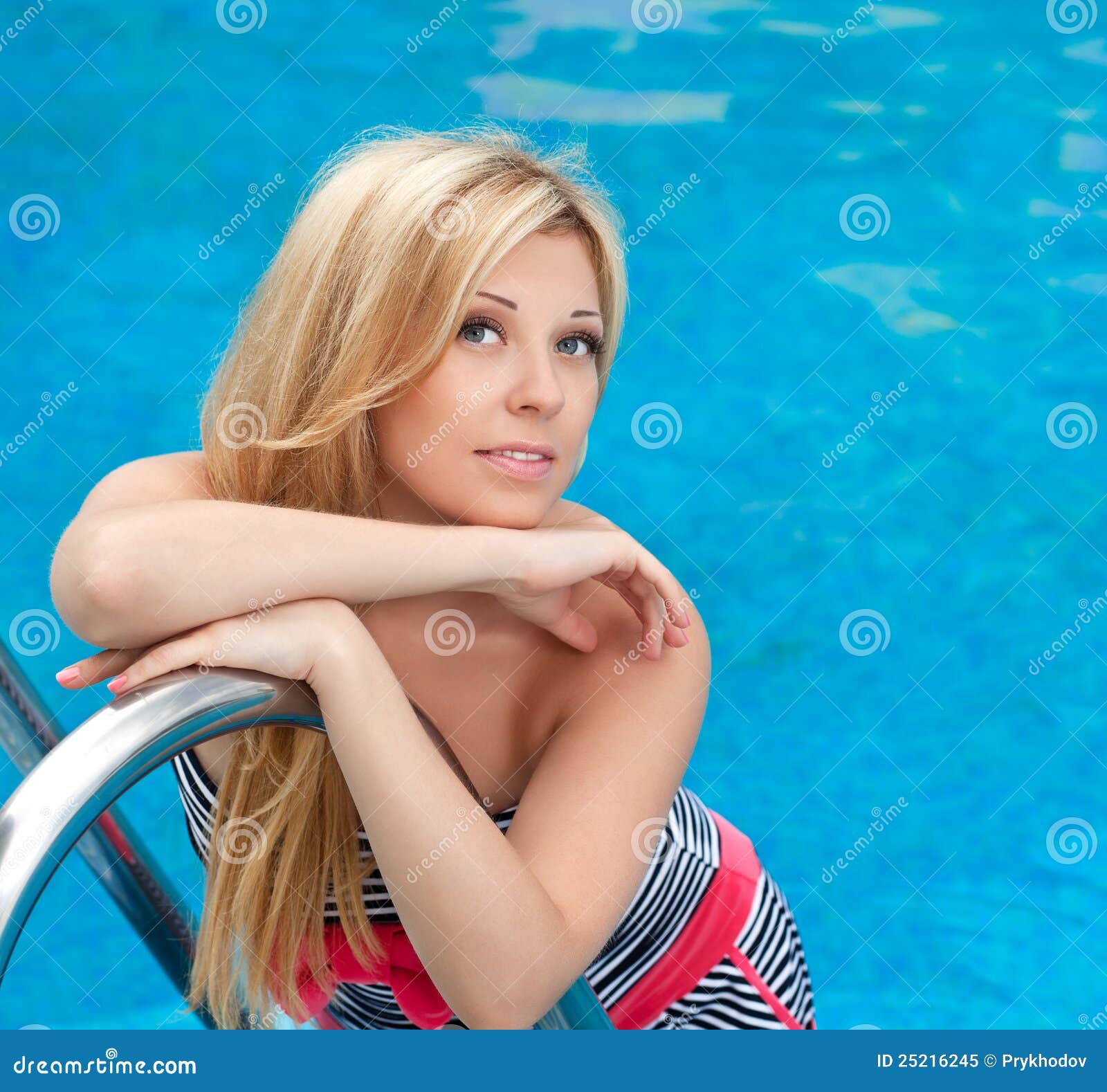 Beautiful girl in the pool stock image. Image of emotions - 25216245