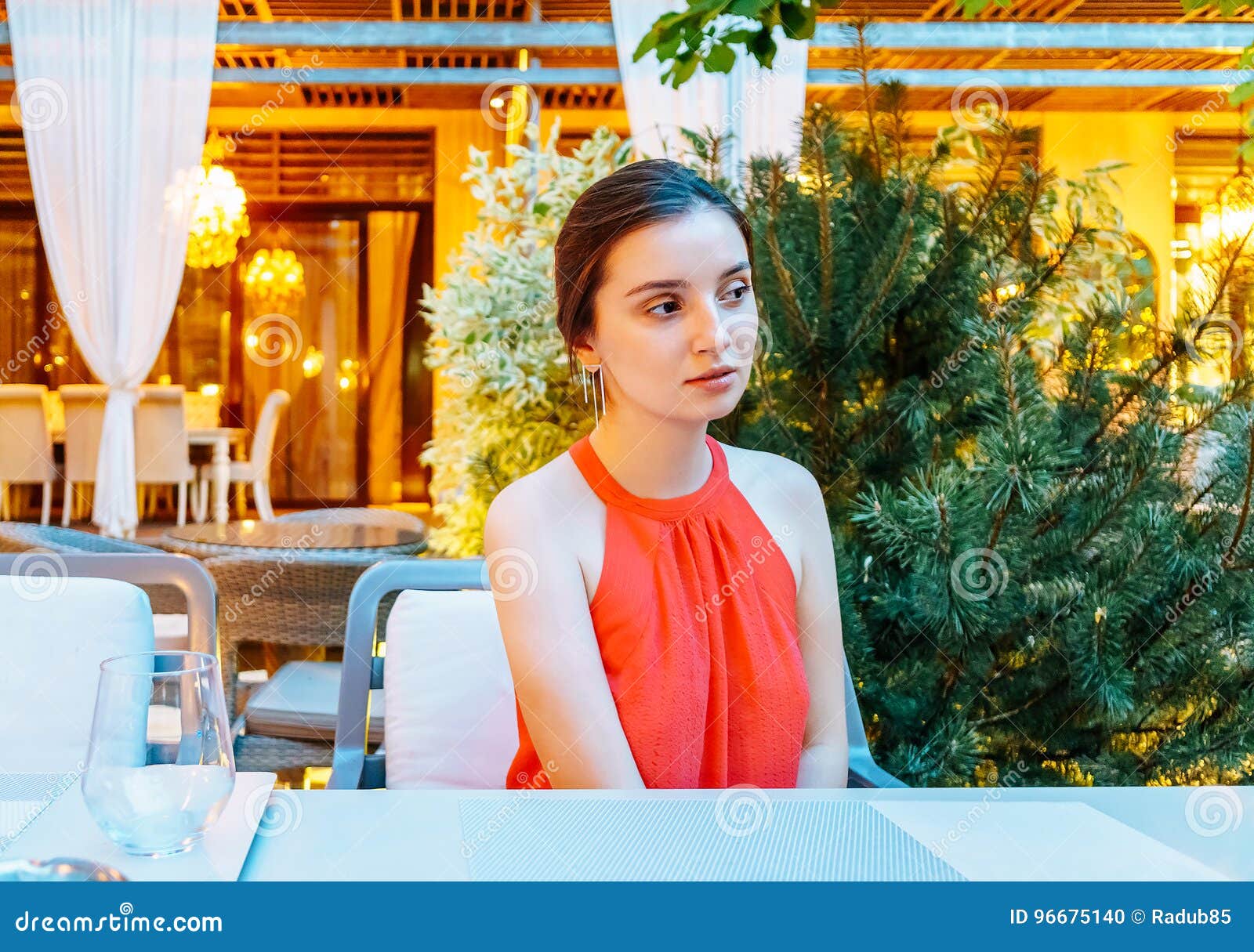 Beautiful Girl Portrait in Classy Restaurant Stock Photo - Image of ...