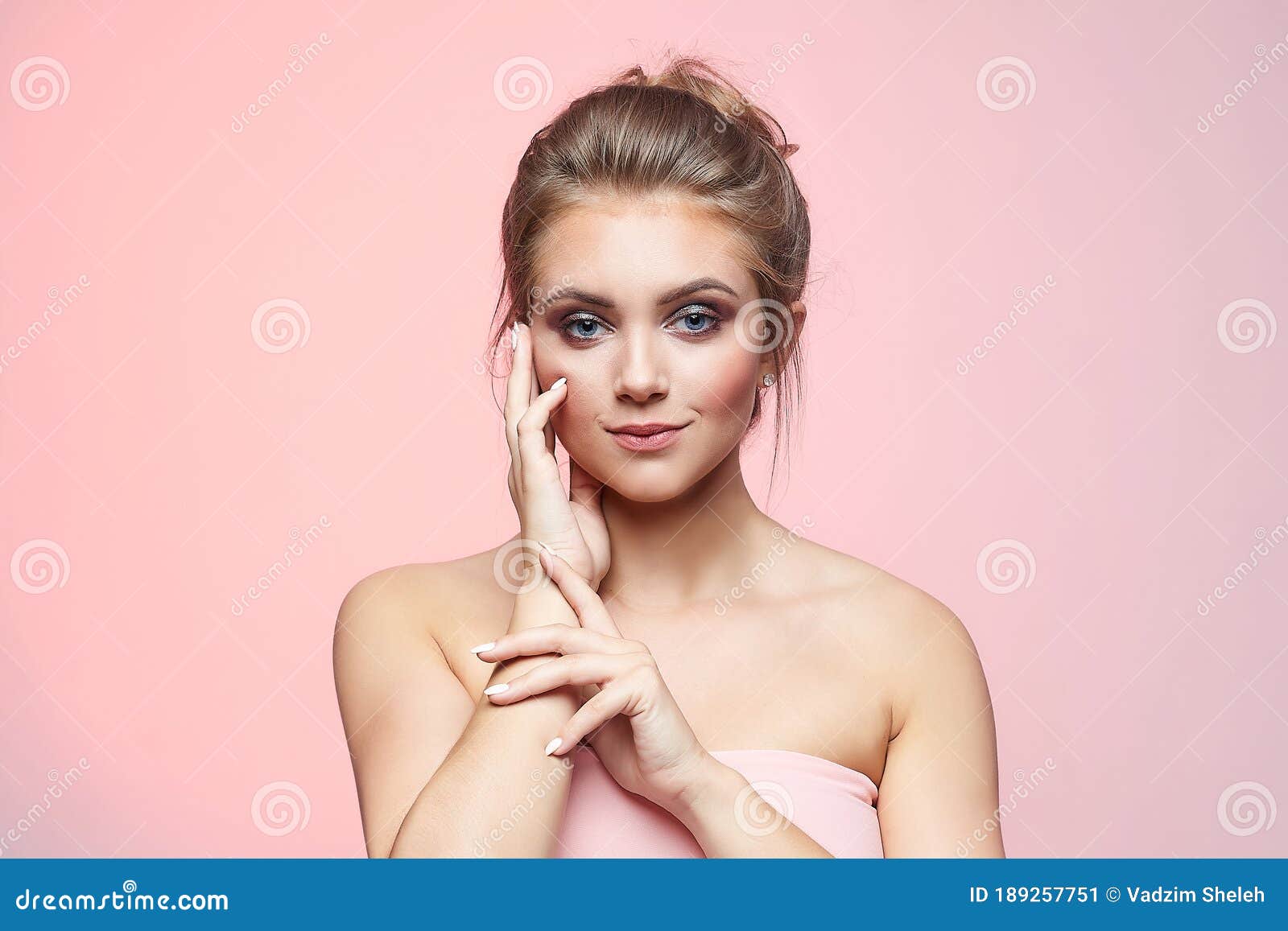 Beautiful Girl Posing in Front of the Camera. Studio Photo Shoot Stock ...