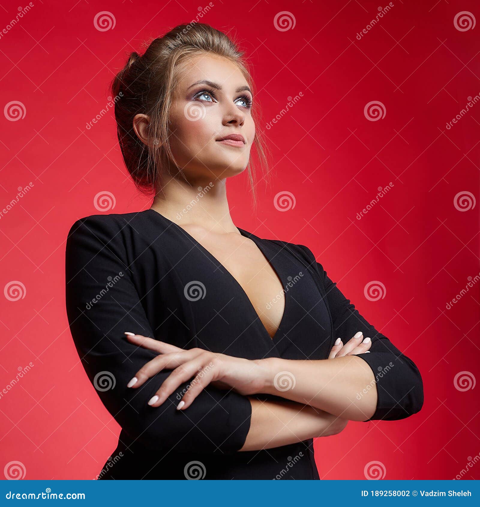 Beautiful Girl Posing in Front of the Camera. Studio Photo Shoot Stock ...