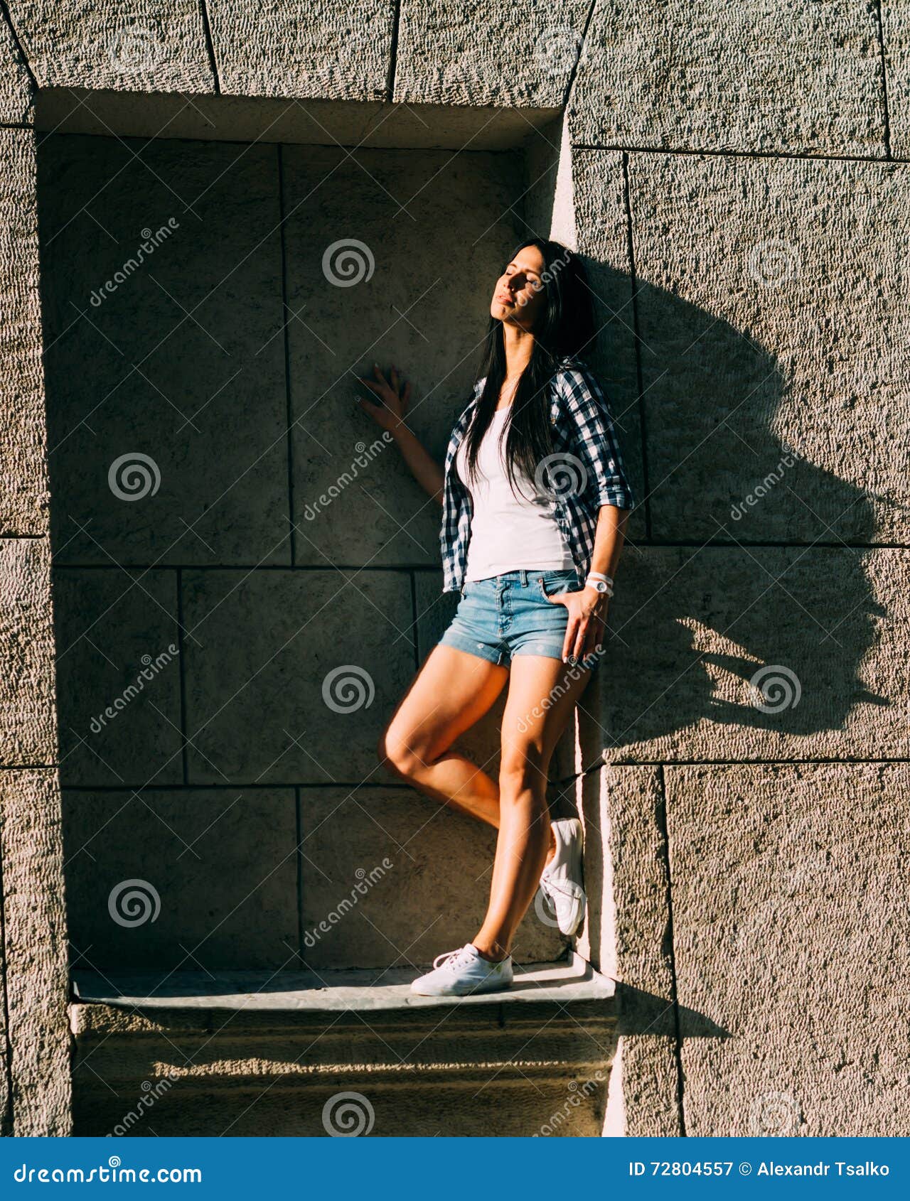 Beautiful Girl Posing in the Window Opening. Stock Image - Image of female, adult: 72804557