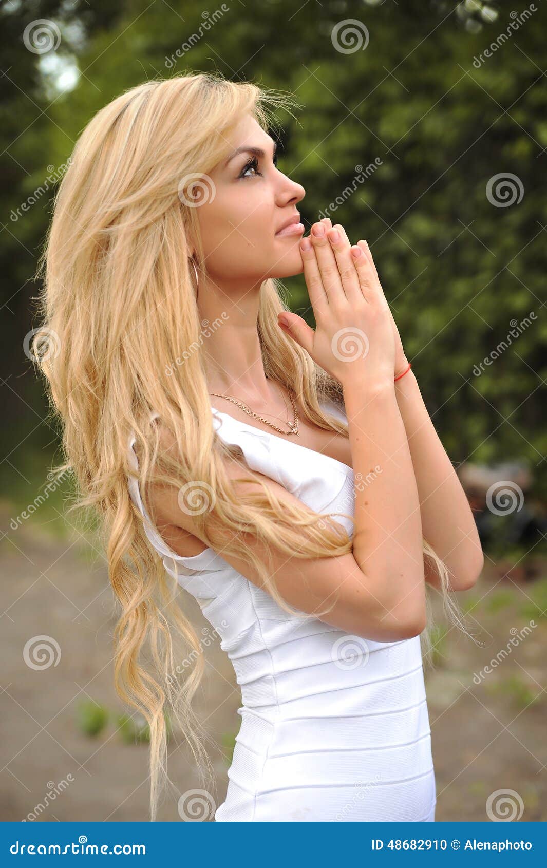 Beautiful girl praying stock photo. Image of devotion - 48682910