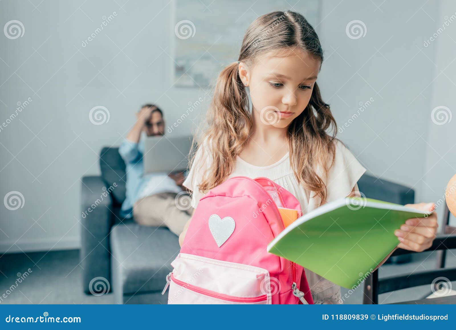Beautiful Girl Preparing Backpack Stock Image - Image of expressive ...