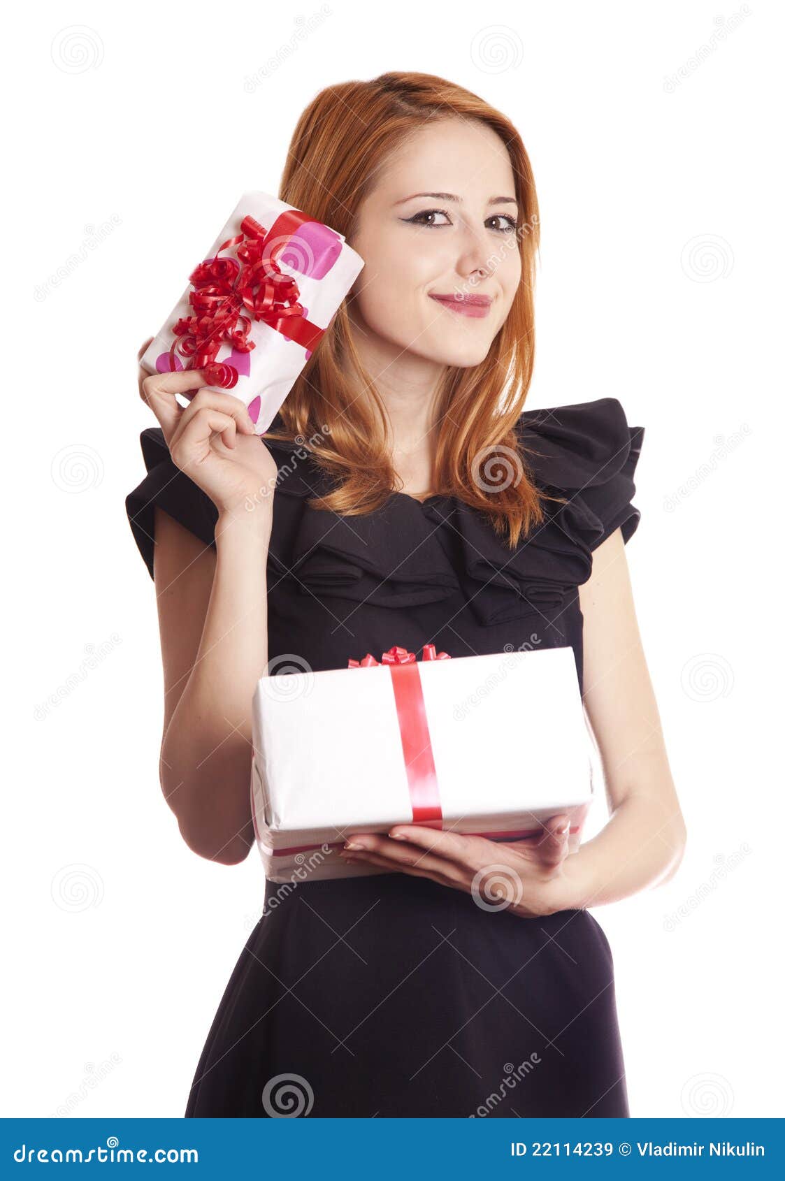 Beautiful Girl with Present Boxes. Stock Image - Image of modern ...