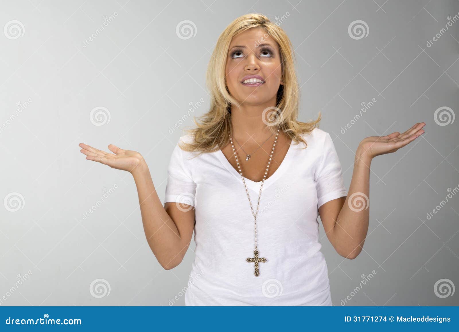 Beautiful Girl Questioning God Stock Photo - Image of cosmetic, female ...