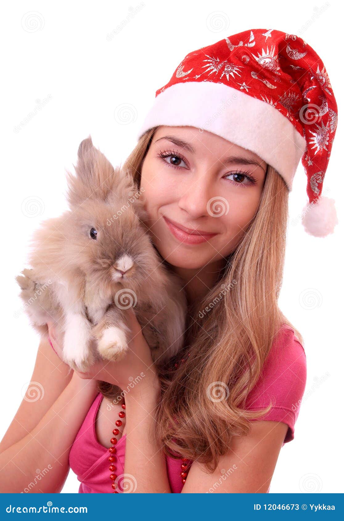 Beautiful Girl with a Rabbit. Stock Image - Image of calendar ...