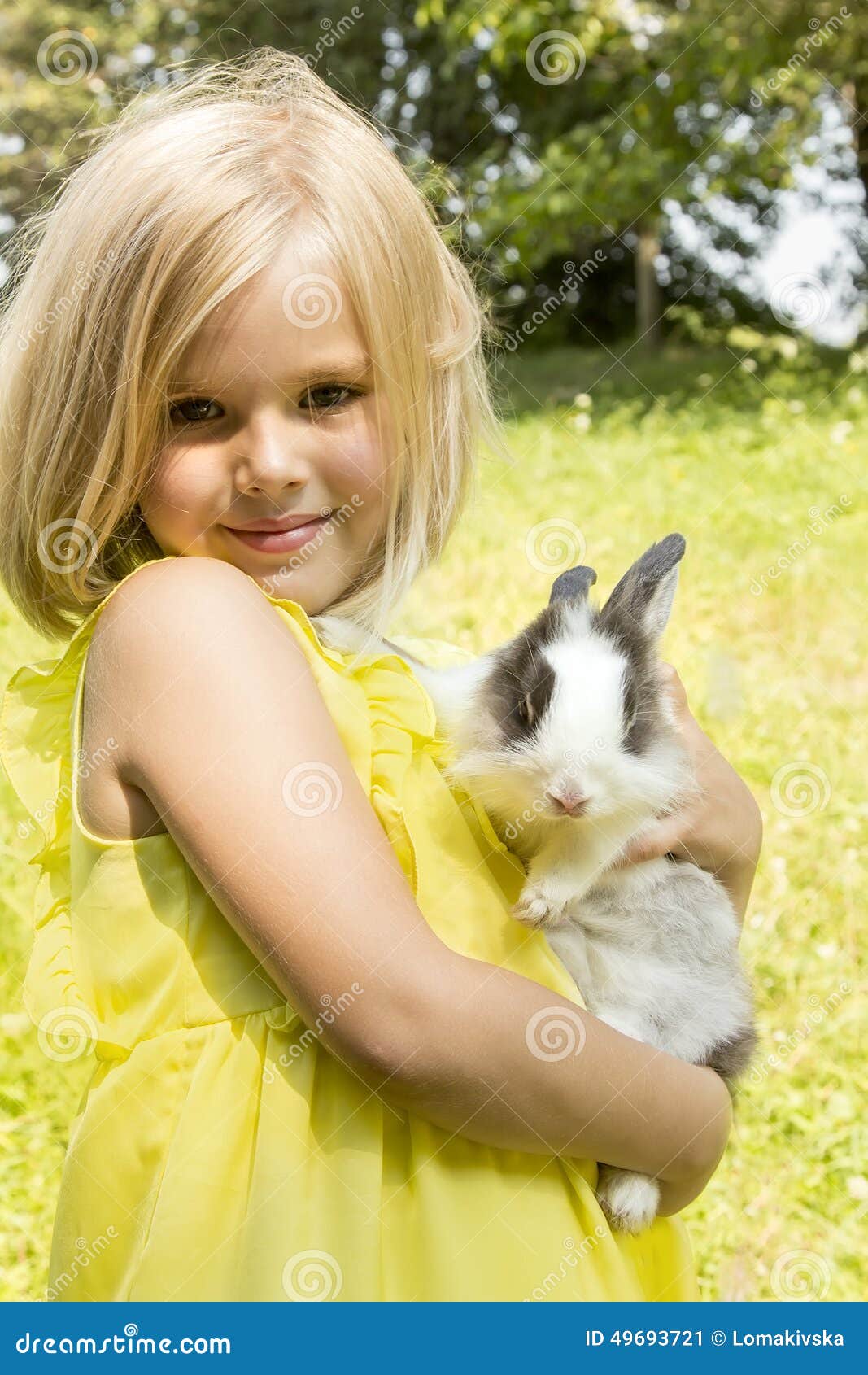 Beautiful Girl with a Rabbit Stock Image - Image of happiness, holding ...