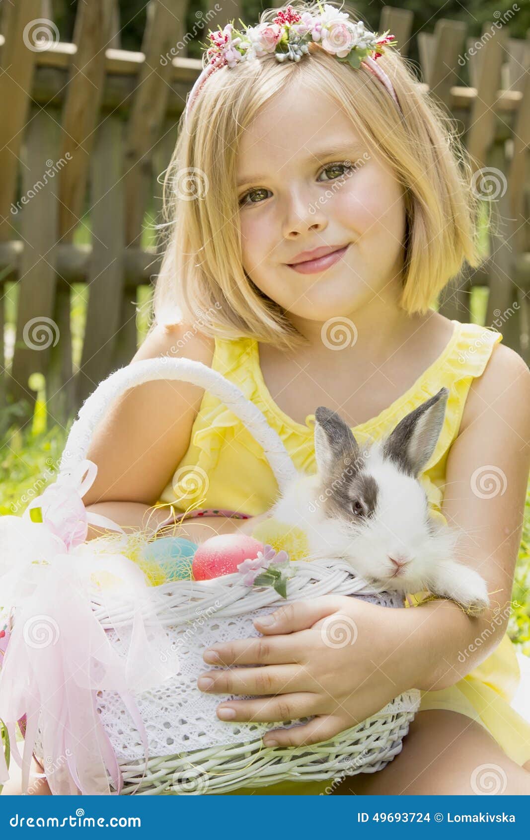 Beautiful Girl with a Rabbit Stock Photo - Image of face, eggs: 49693724
