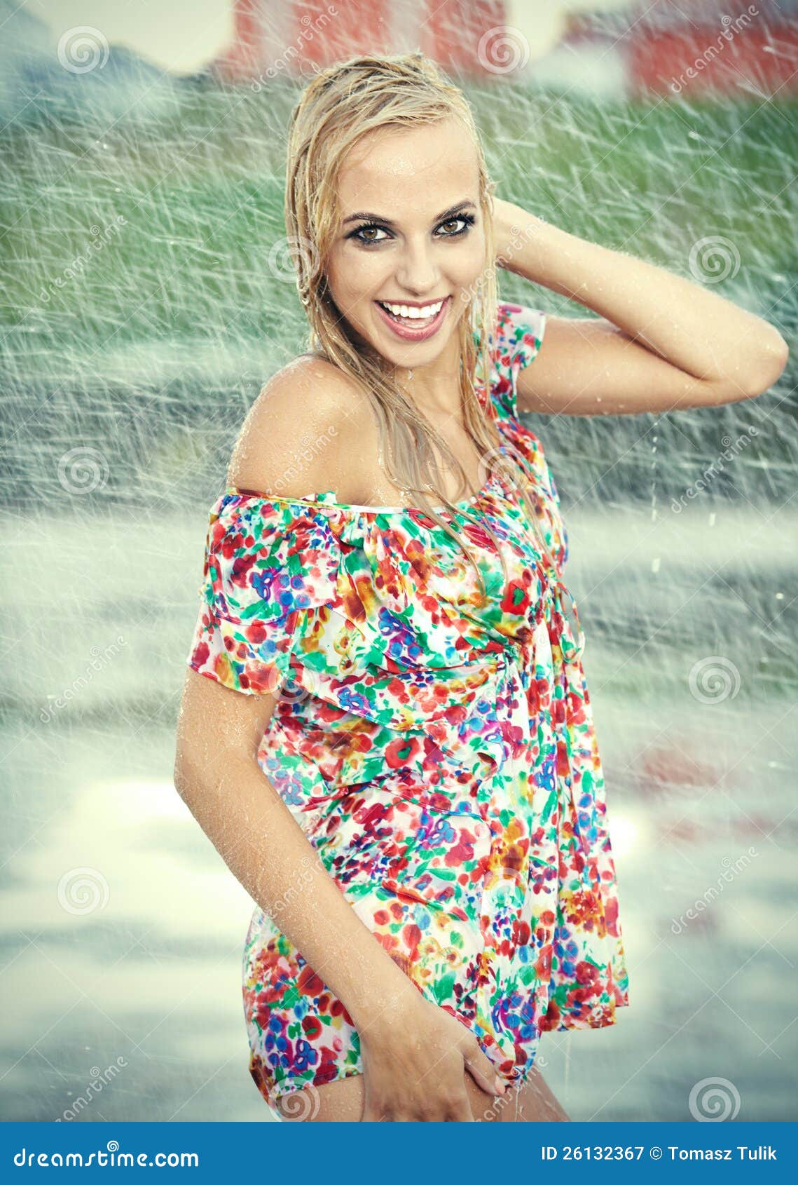 Beautiful girl in rain. stock image. Image of skin, care - 26132367