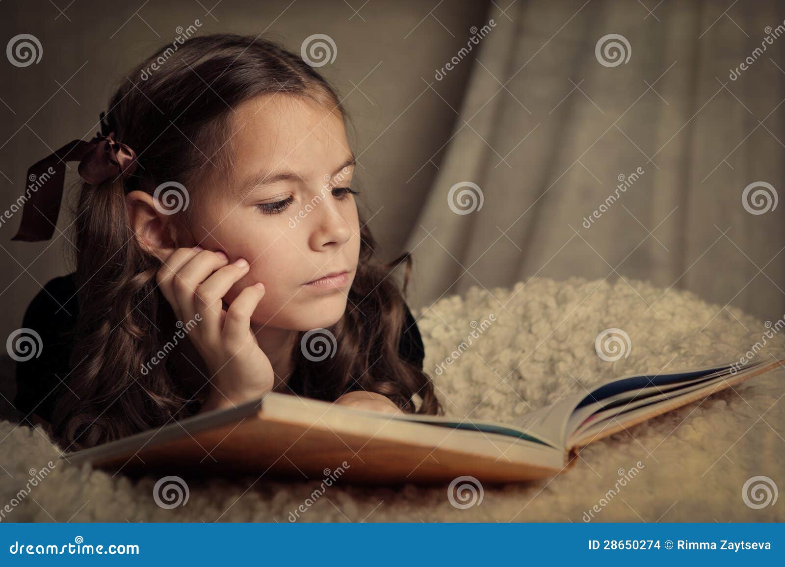 Beautiful Girl Reading Book Stock Photo - Image of juvenile, beautiful ...