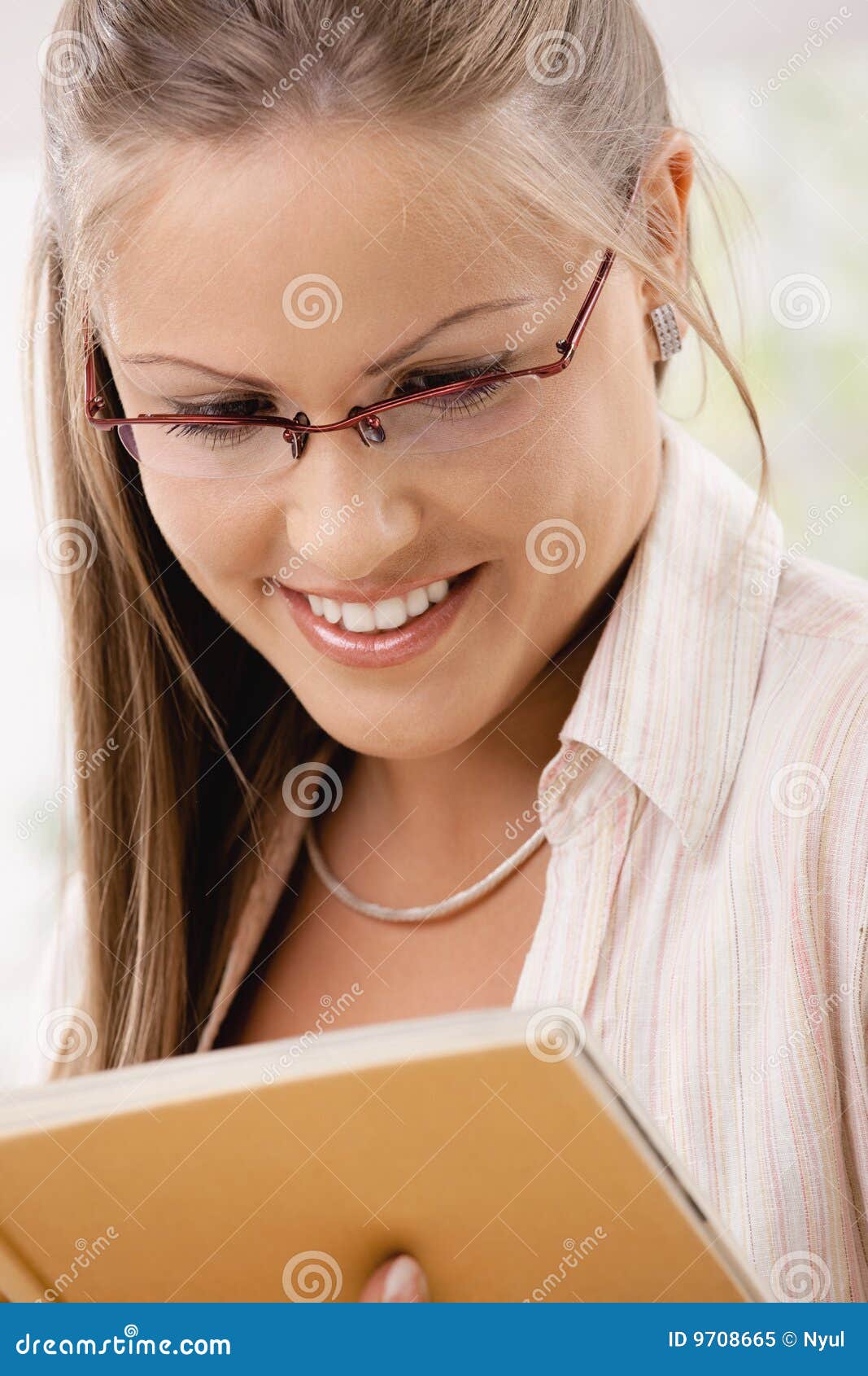 Beautiful Girl Reading Book Stock Image - Image of glasses, expression ...