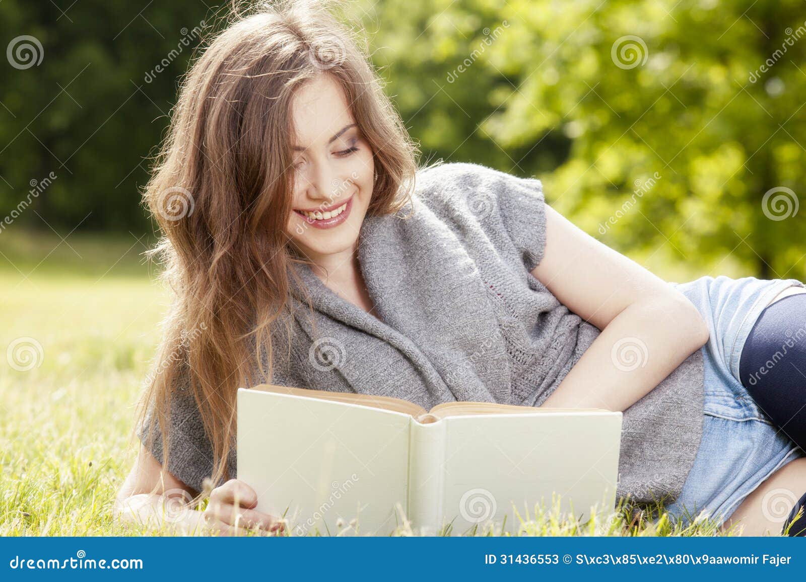 Beautiful Girl Reading a Book and Relax Stock Image - Image of ...