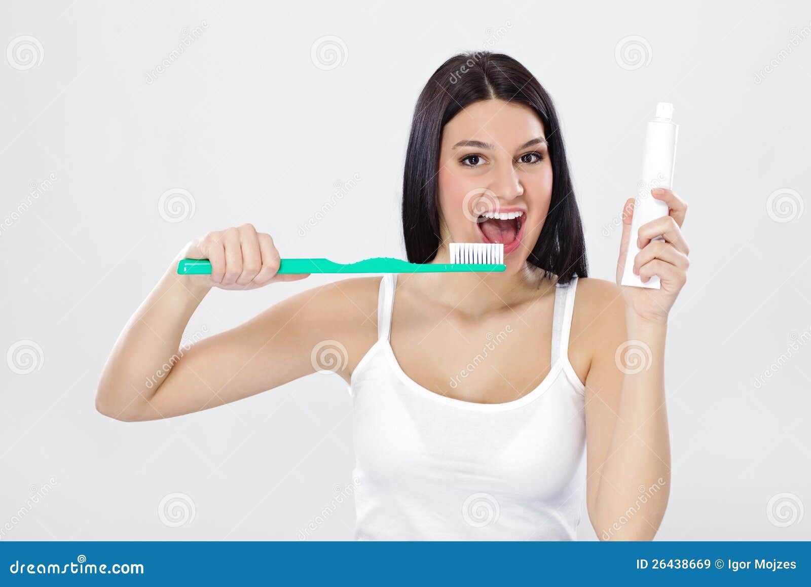 Beautiful Girl Ready for Brushing Stock Image - Image of brushing, lips ...