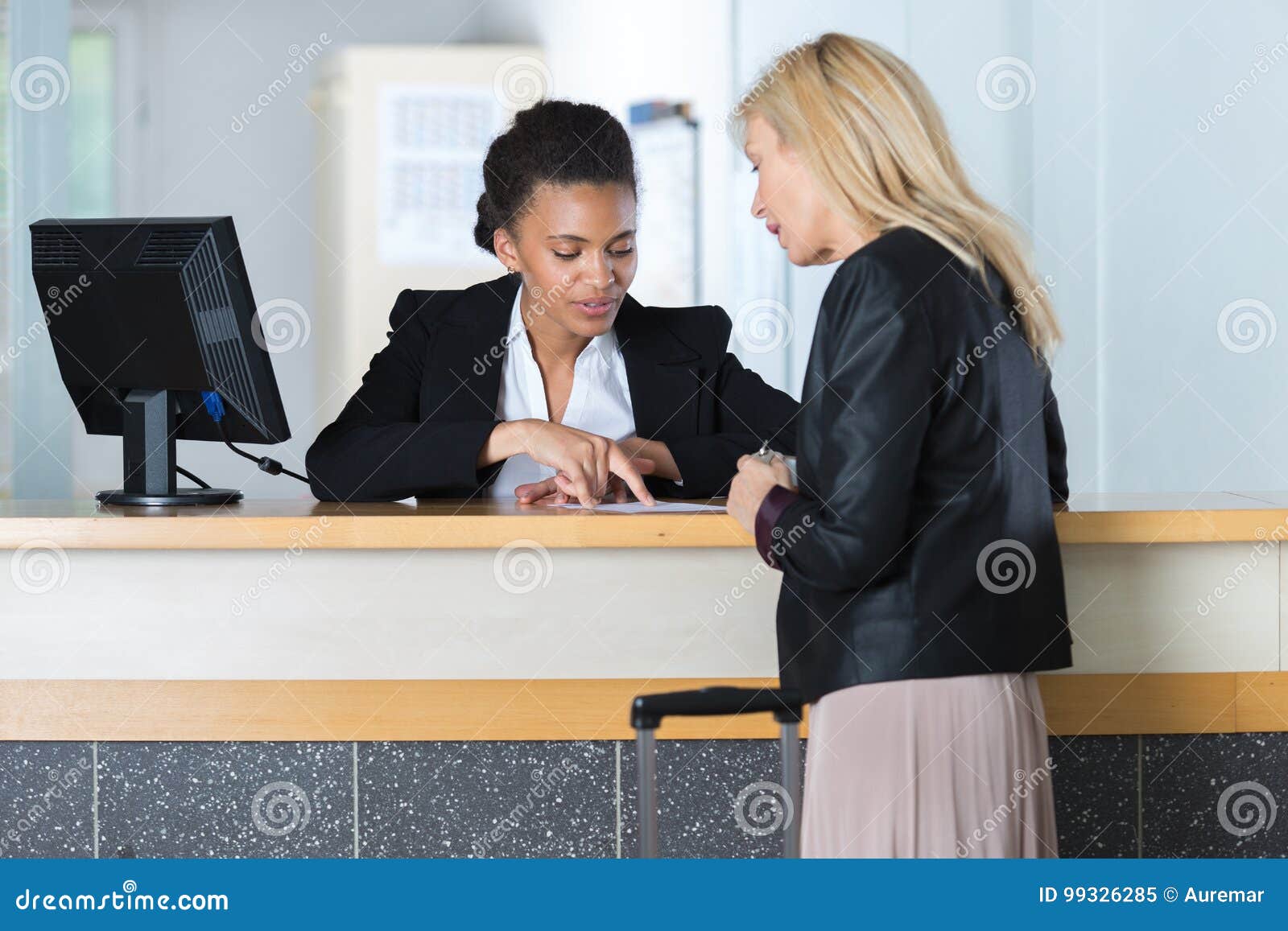 Beautiful Girl at Reception Hotel Checking in Stock Image - Image of ...